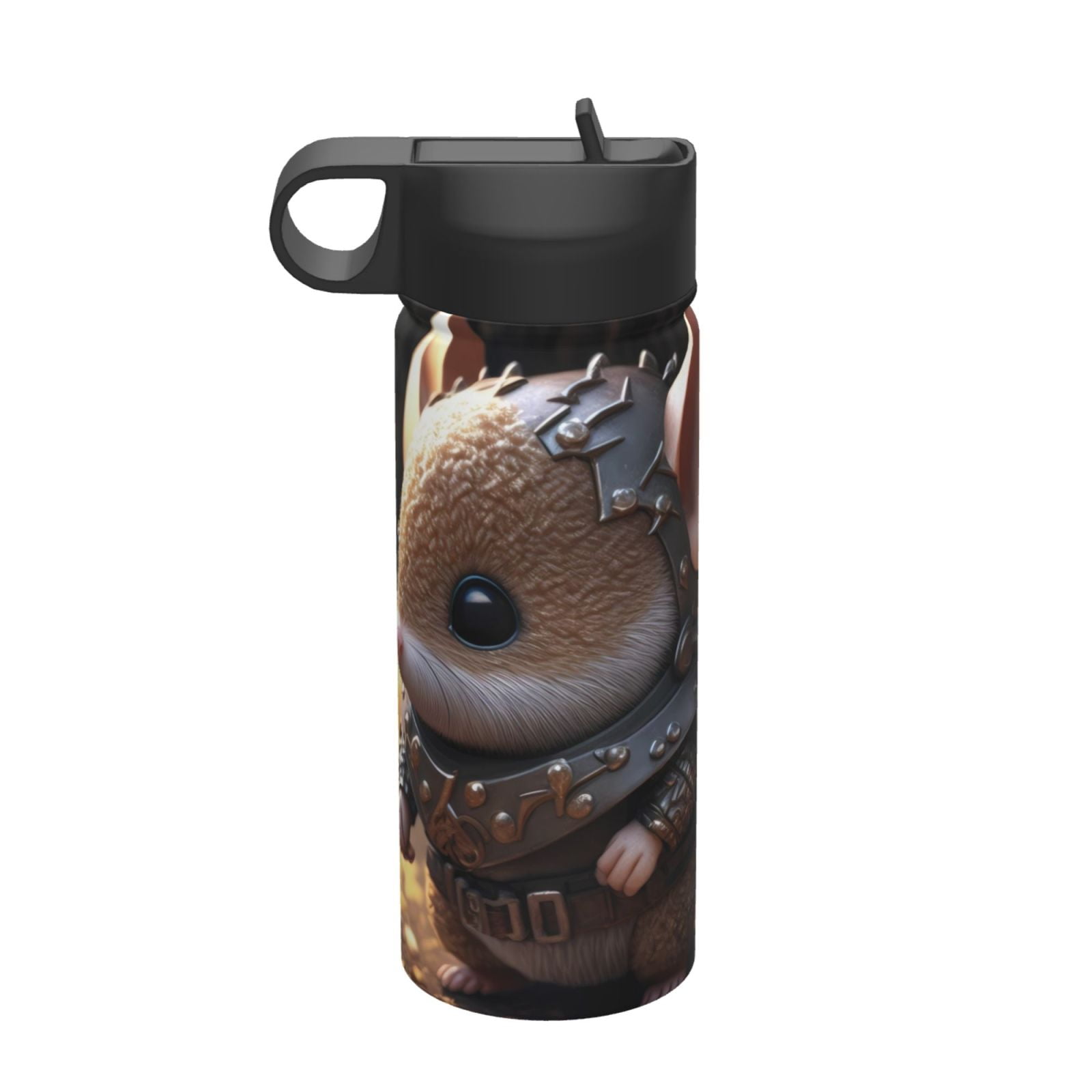 Salouo Cute Big-Eared Mouse Pattern 18 oz Water Bottle With Straw ...