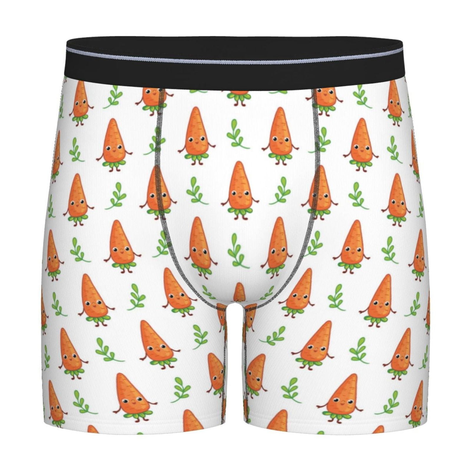 Salouo Cute Carrot Print Pattern Men's Boxer Briefs, Soft & Breathable ...