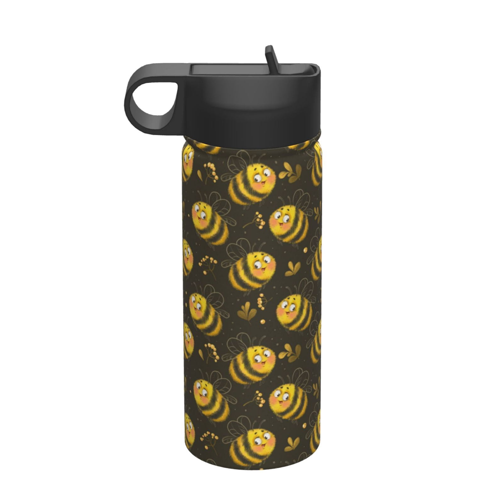 Salouo Cute Cartoon Bees Pattern 18 oz Water Bottle With Straw ...