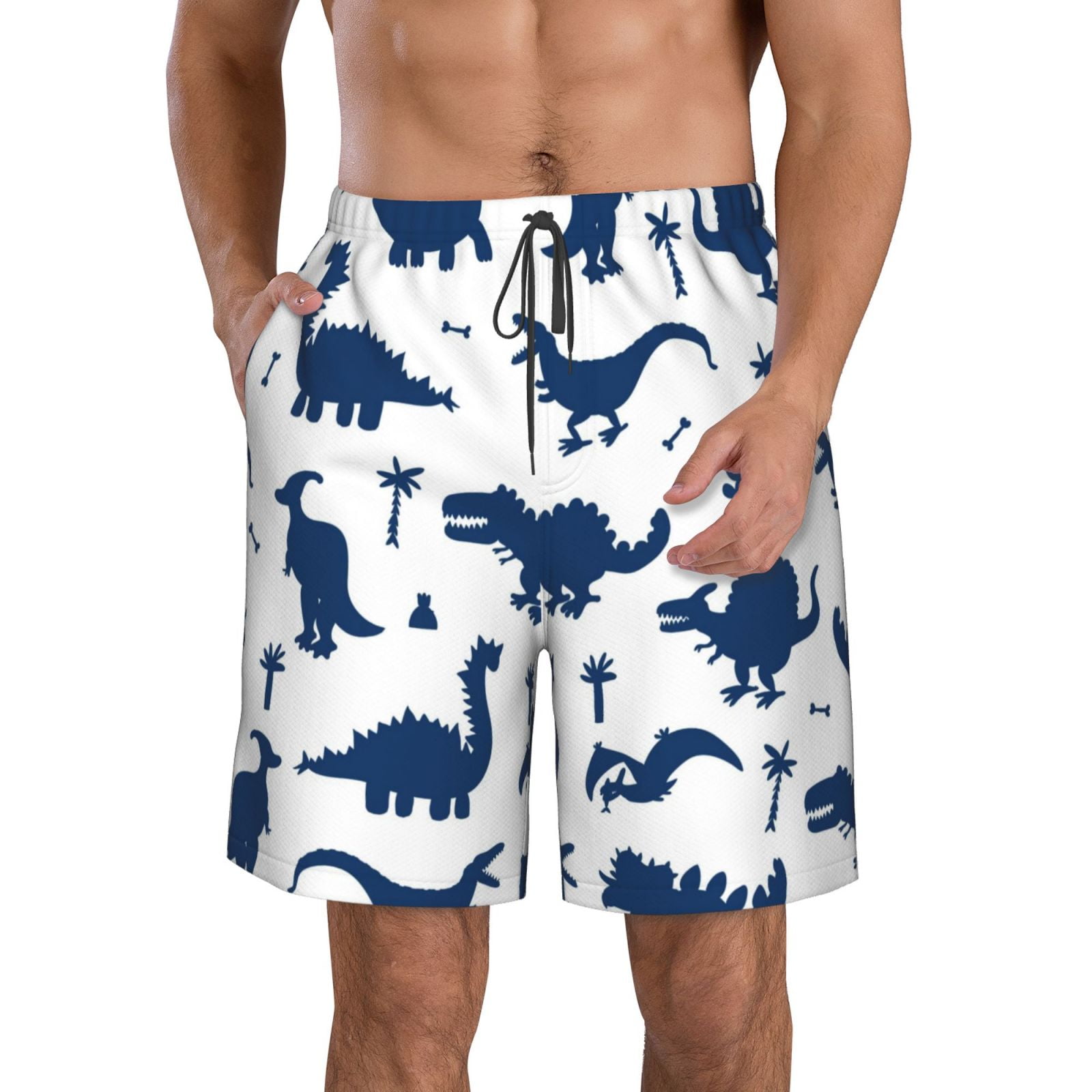Salouo Cute Cartoon Dinosaurs Pattern Swim Trunks for Men,Men's ...