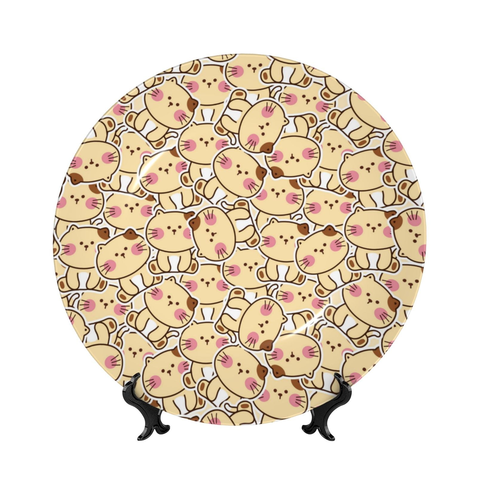 Salouo Cute Cats 4 Pattern Bone China Decorative Plate,Holiday Decor ...
