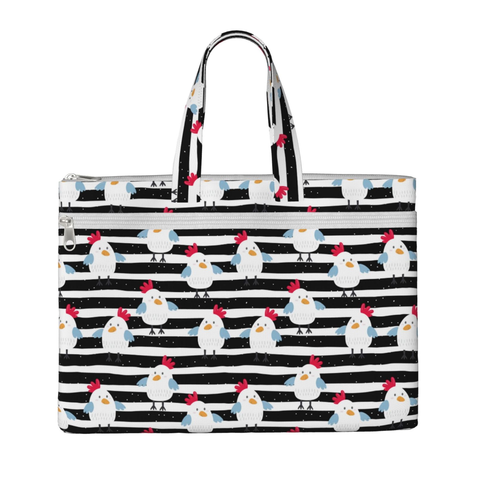 Salouo Cute Chicken for Canvas Tote File Bag, Tote Bag With Zipper ...