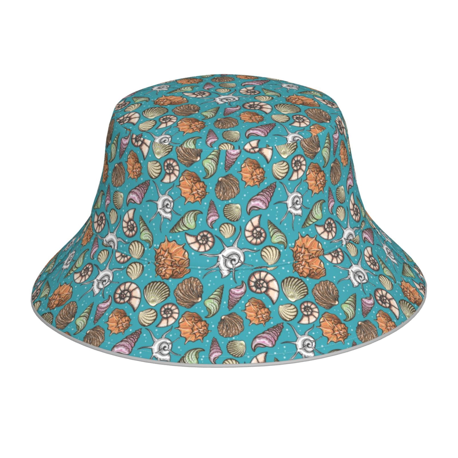 Salouo Cute Conch Print Unisex Bucket Hat, Outdoor Summer Beach Fishing ...