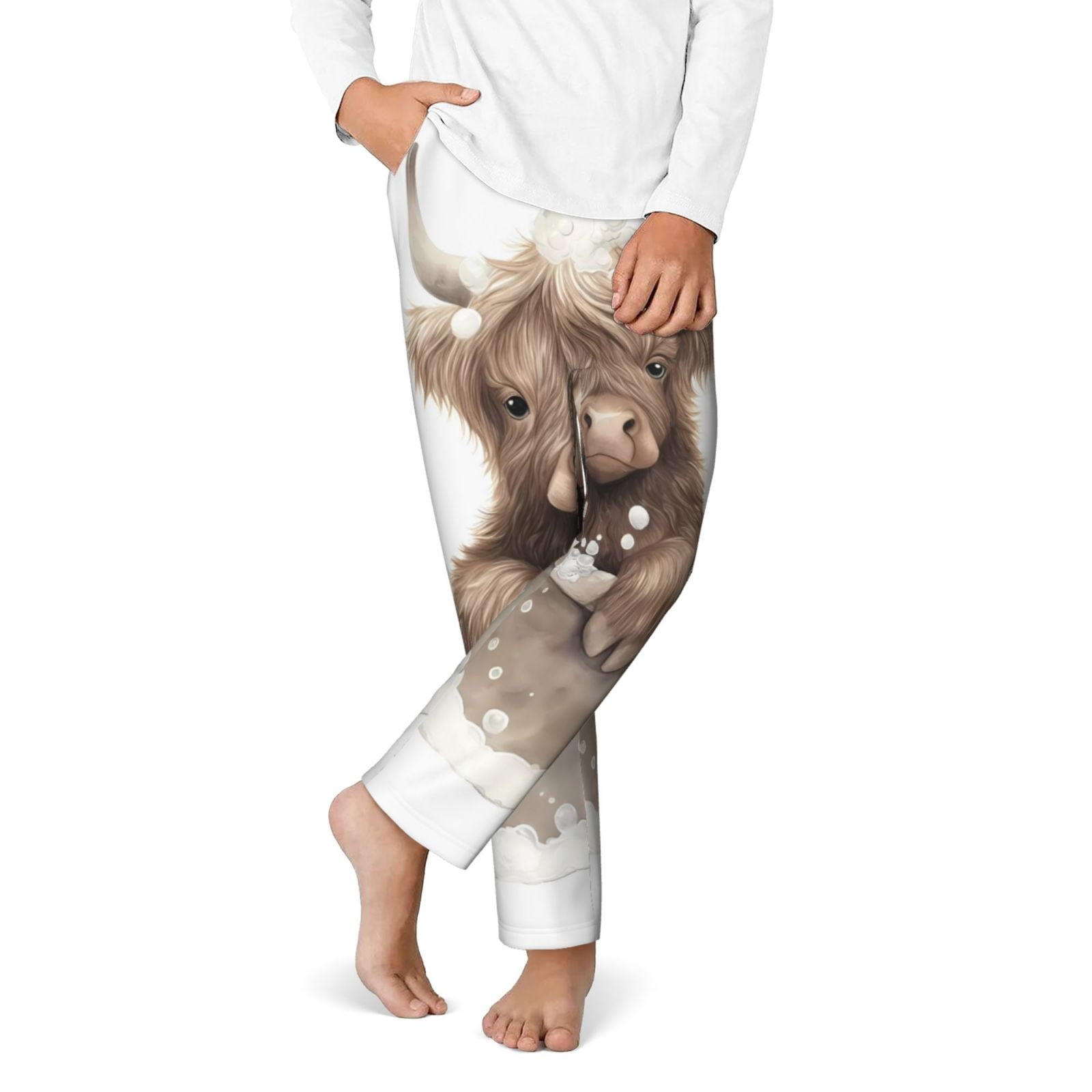 Salouo Cute Cow Bath Pattern Boys Pajama Pants,Long Sleep Pants for ...