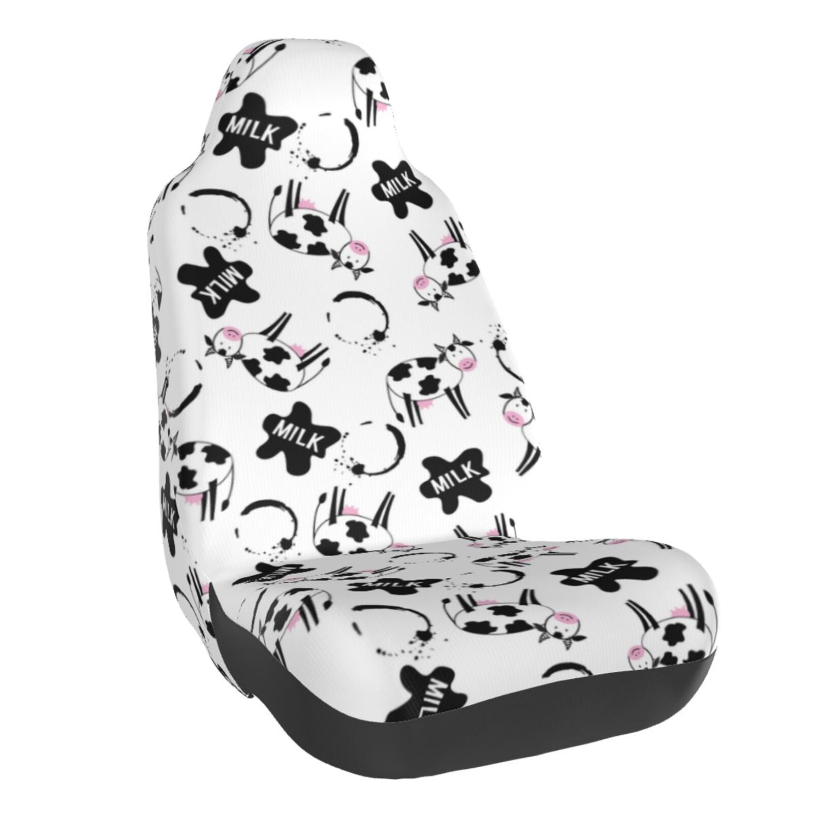 Salouo Cute Cow and Milk Stains Print Automotive Seat Covers, Universal ...