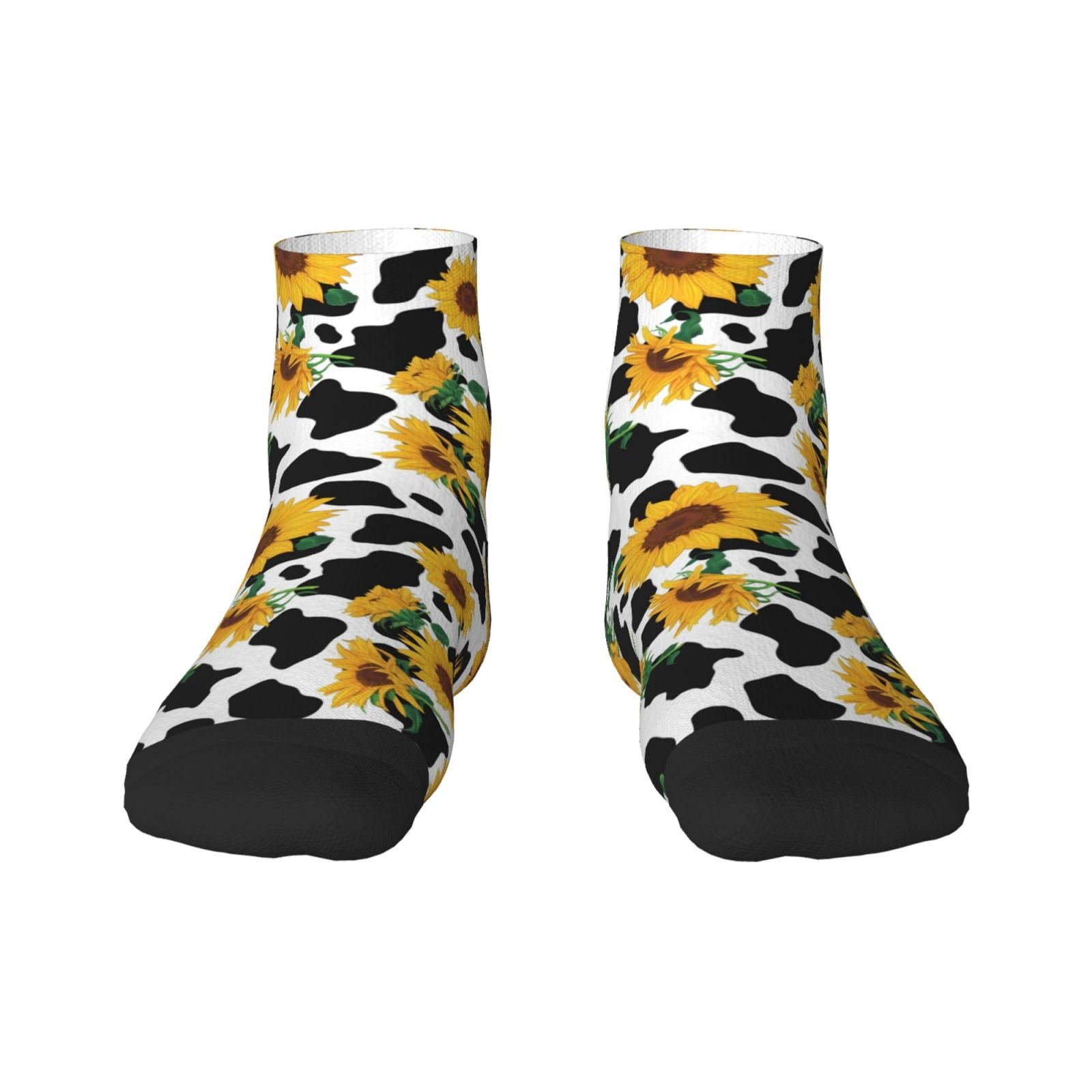 Salouo Cute Cow Print Sunflower A Pattern Unisex Middle Tube Socks ...