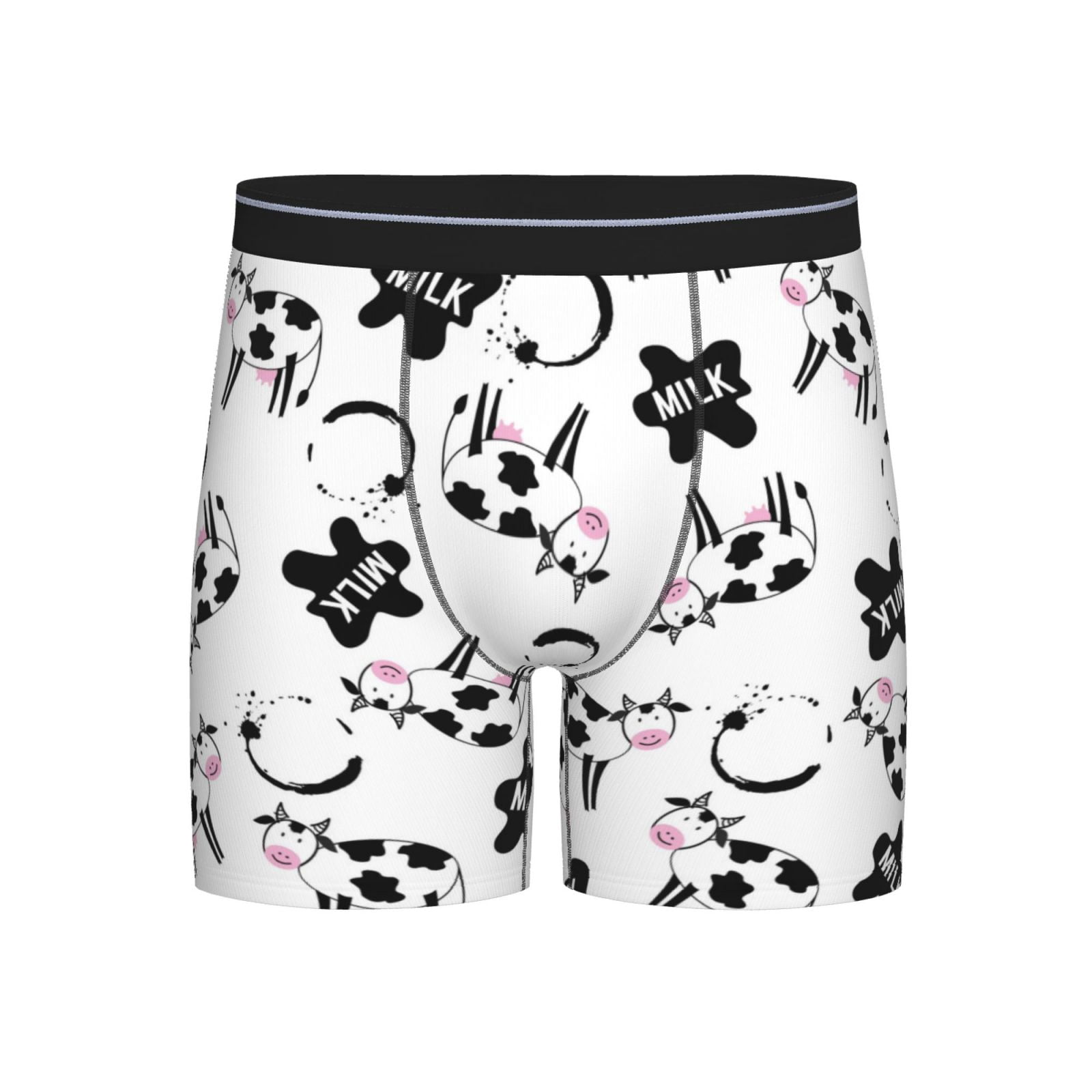 Salouo Cute Cow and Milk Stains Pattern Men's Boxer Briefs, Soft ...