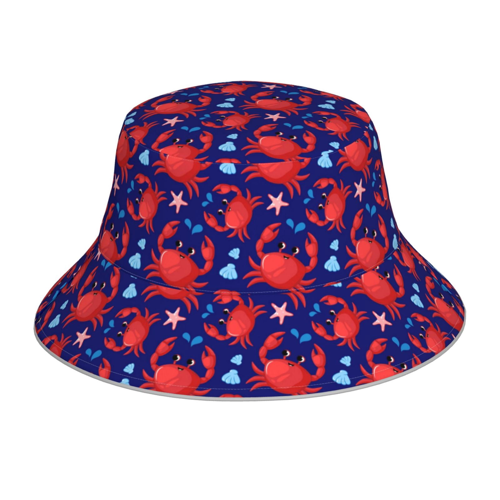 Salouo Cute Crabs Print Unisex Bucket Hat, Outdoor Summer Beach Fishing ...