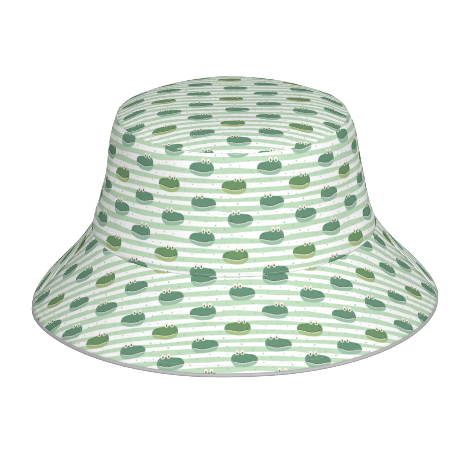 Salouo Cute Crocodile Print Unisex Bucket Hat, Outdoor Summer Beach ...