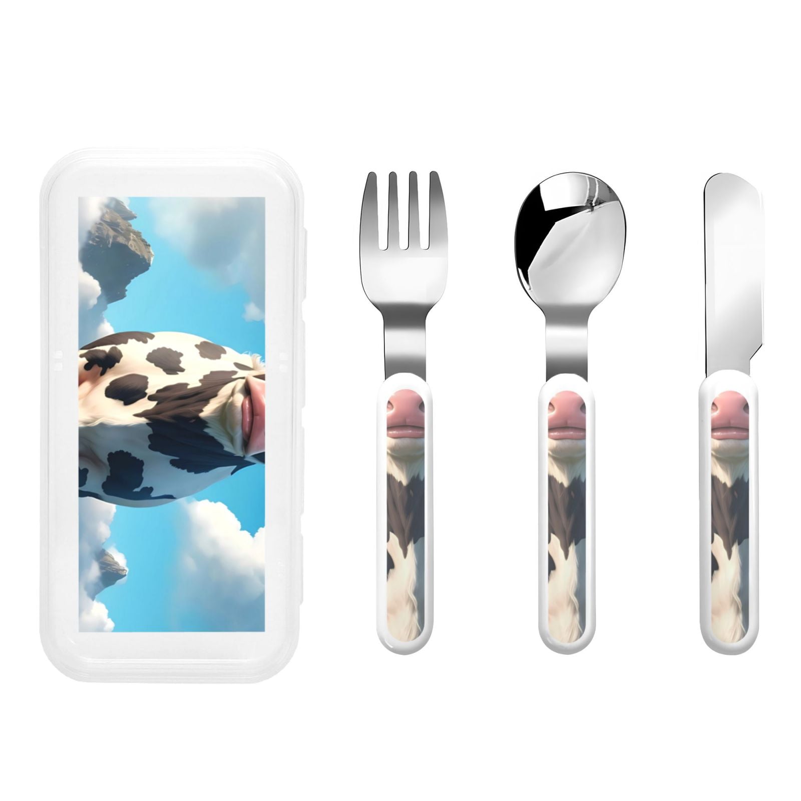 Salouo Cute Daisy Cow A Pattern 3 Pieces Toddler Utensils, Kids ...