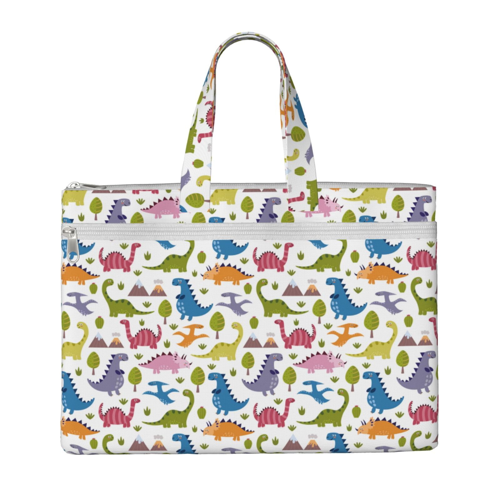 Salouo Cute Dinosaur for Canvas Tote File Bag, Tote Bag With Zipper ...