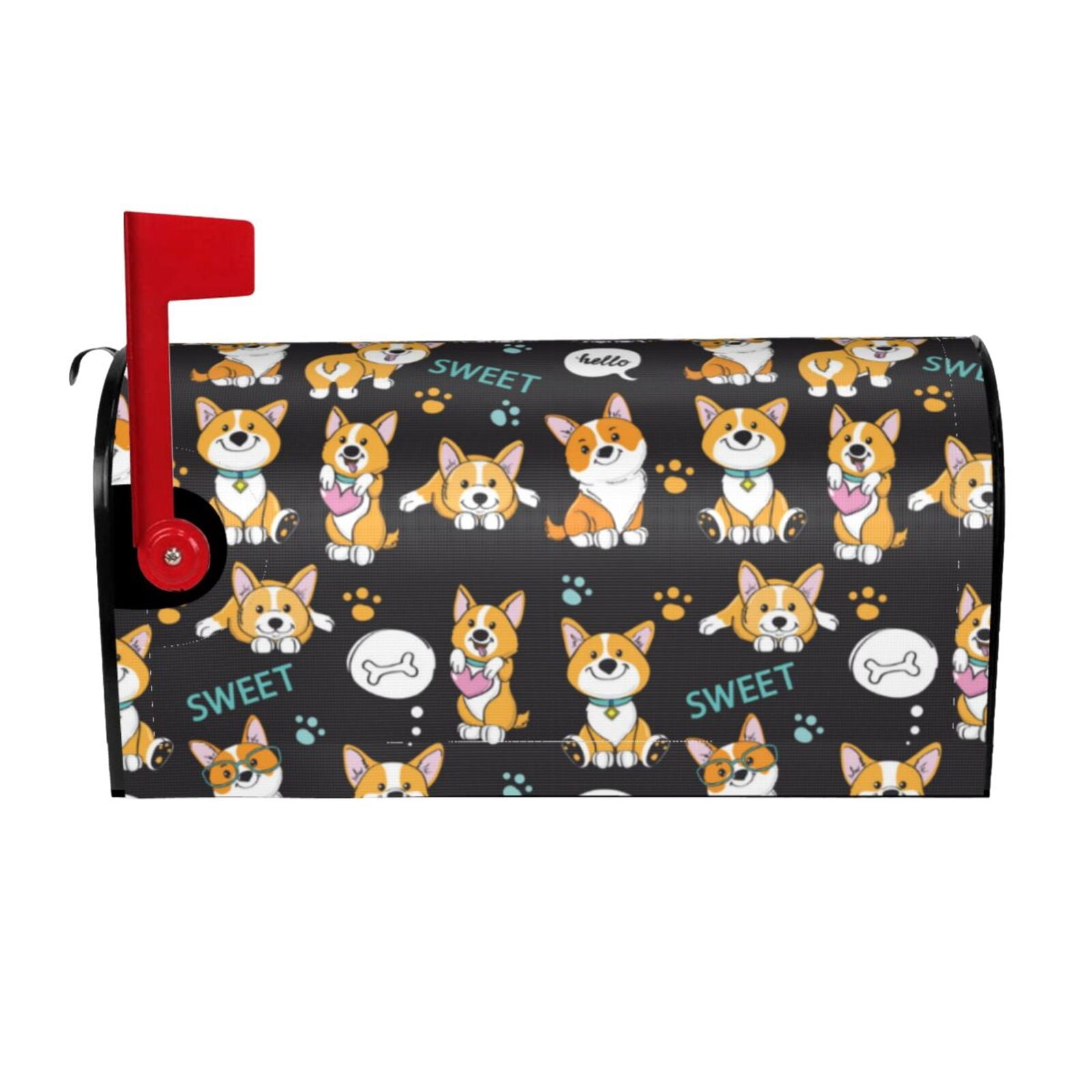 Salouo Cute Dogs Corgi for Magnetic Mailbox Covers Waterproof Post Box ...