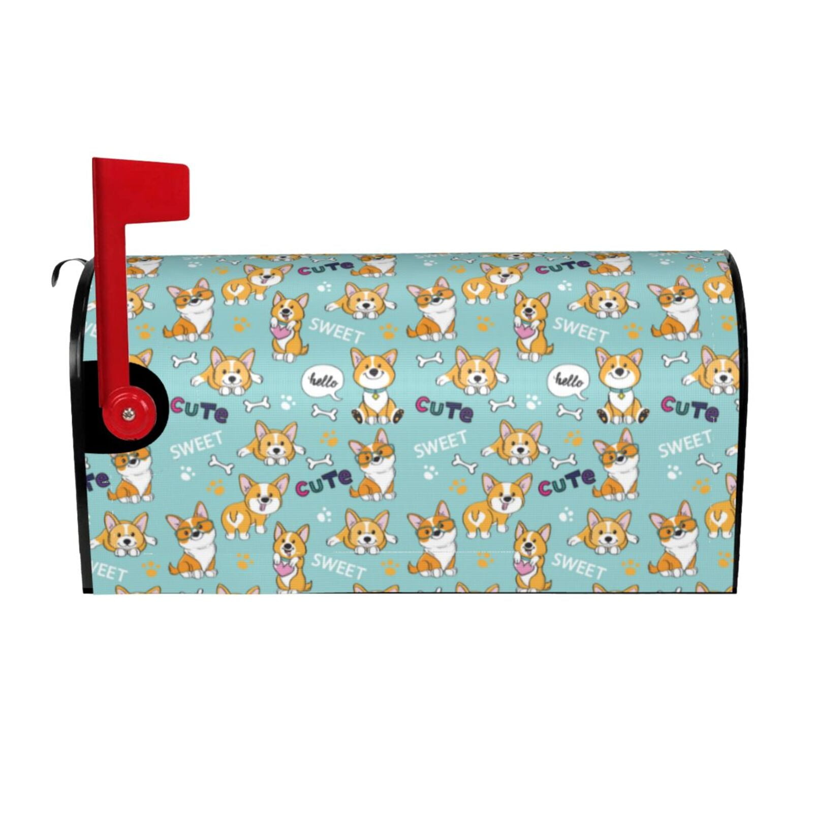 Salouo Cute Dogs Corgi for Magnetic Mailbox Covers Waterproof Post Box ...