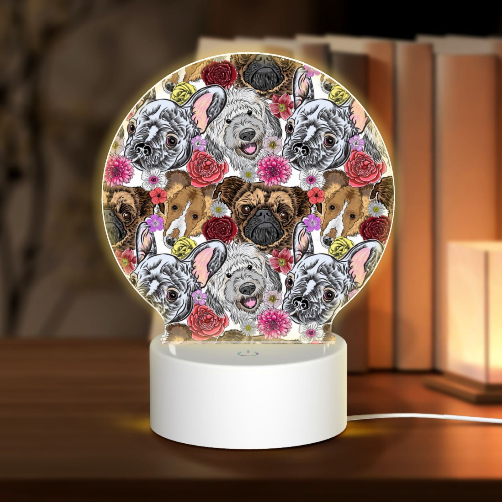 Salouo Cute Dogs Puppy1 for Round Acrylic Night Light - Acrylic Sheets ...