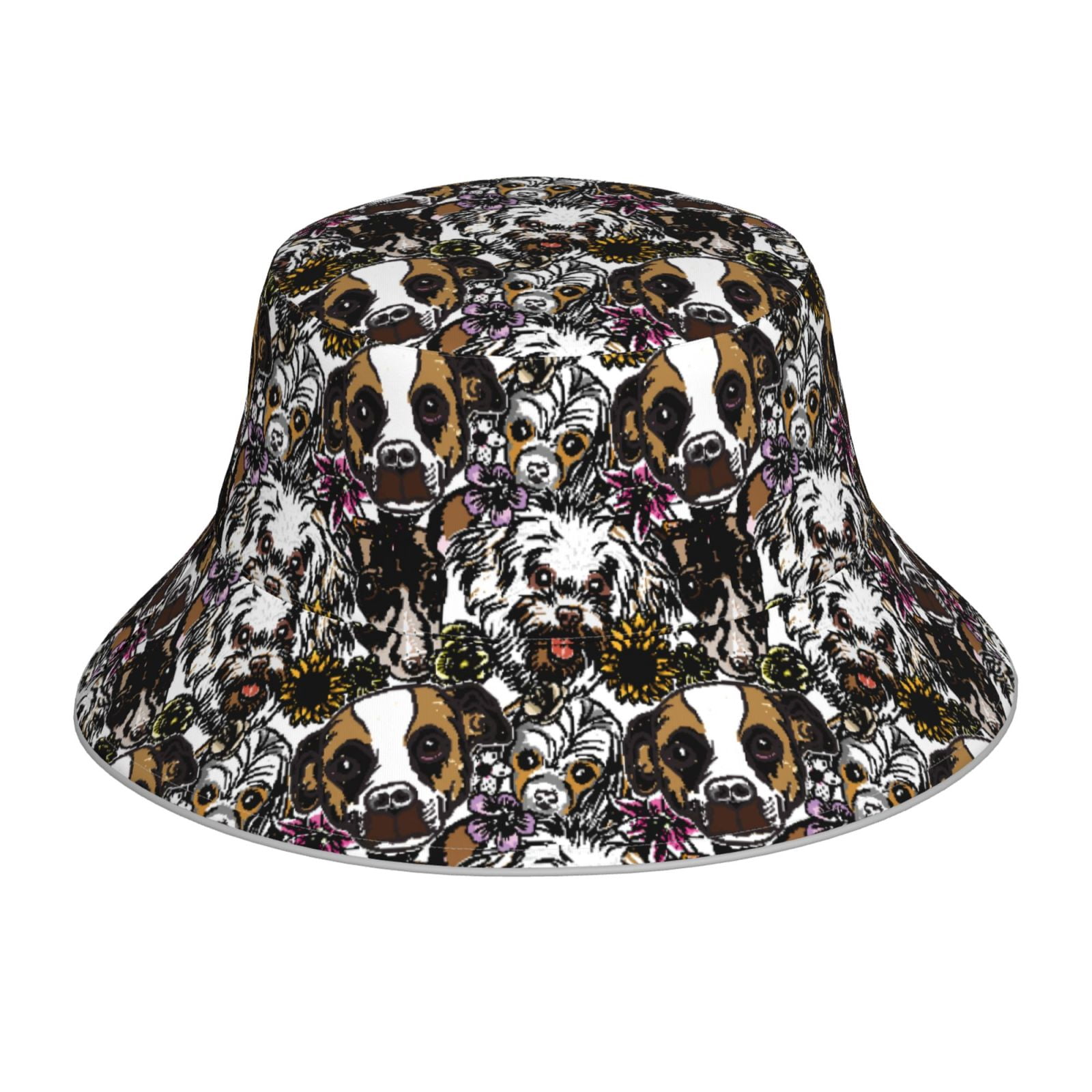 Salouo Cute Dogs Puppy2 Print Unisex Bucket Hat, Outdoor Summer Beach ...