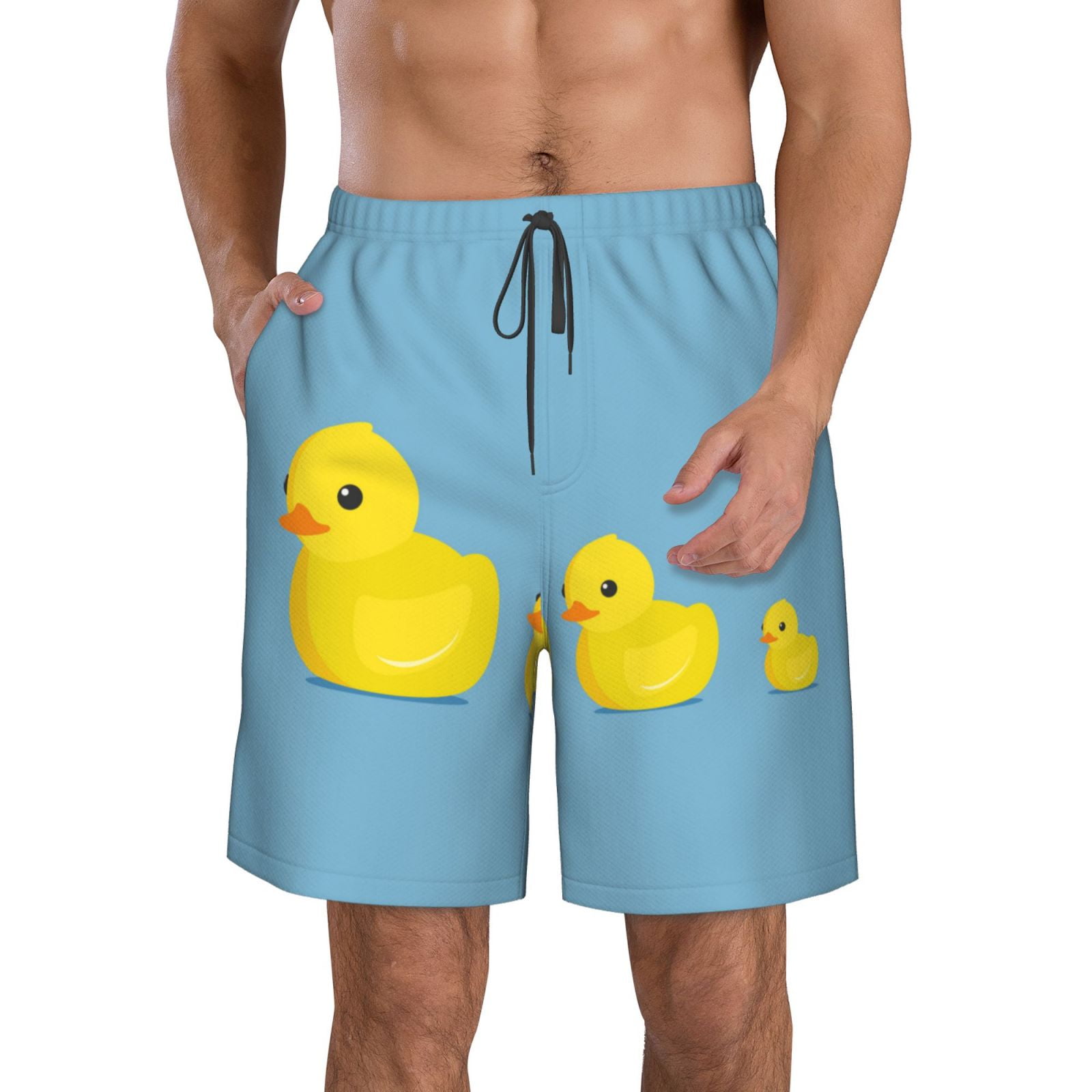 Salouo Cute Ducky Pattern Swim Trunks for Men,Men's Hawaiian Bathing ...