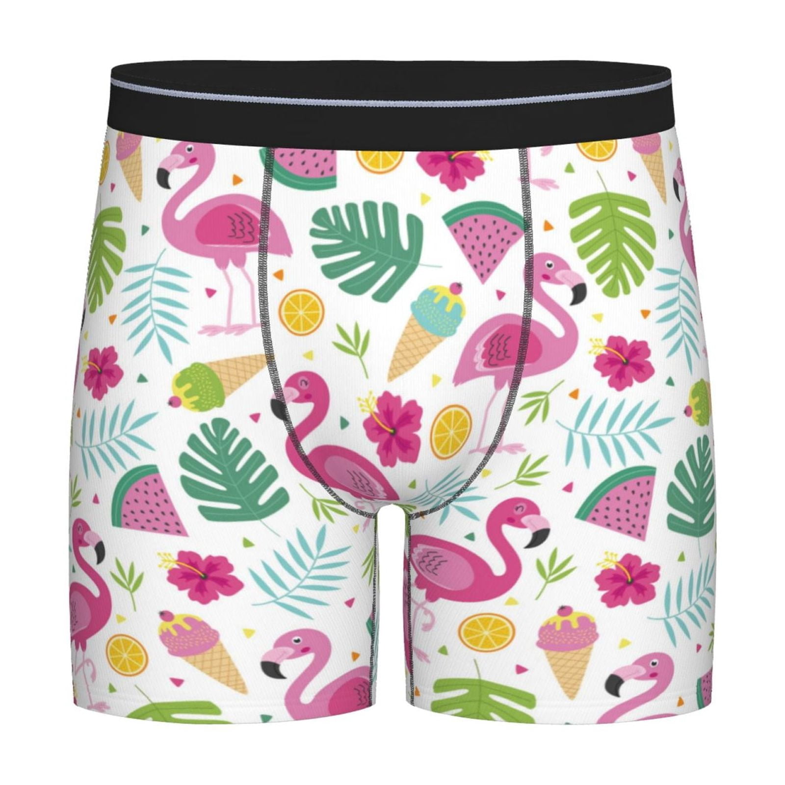 Salouo Cute Flamingo Pattern Men's Boxer Briefs, Soft & Breathable ...
