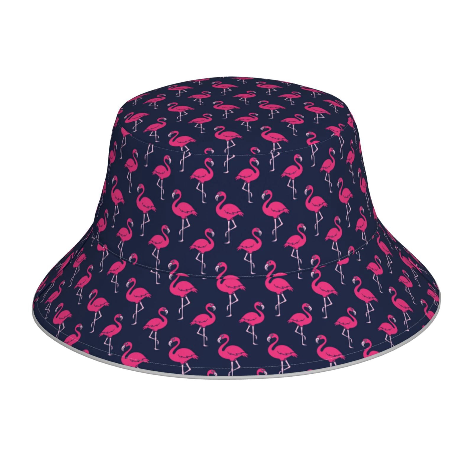 Salouo Cute Flamingo Print Unisex Bucket Hat, Outdoor Summer Beach ...