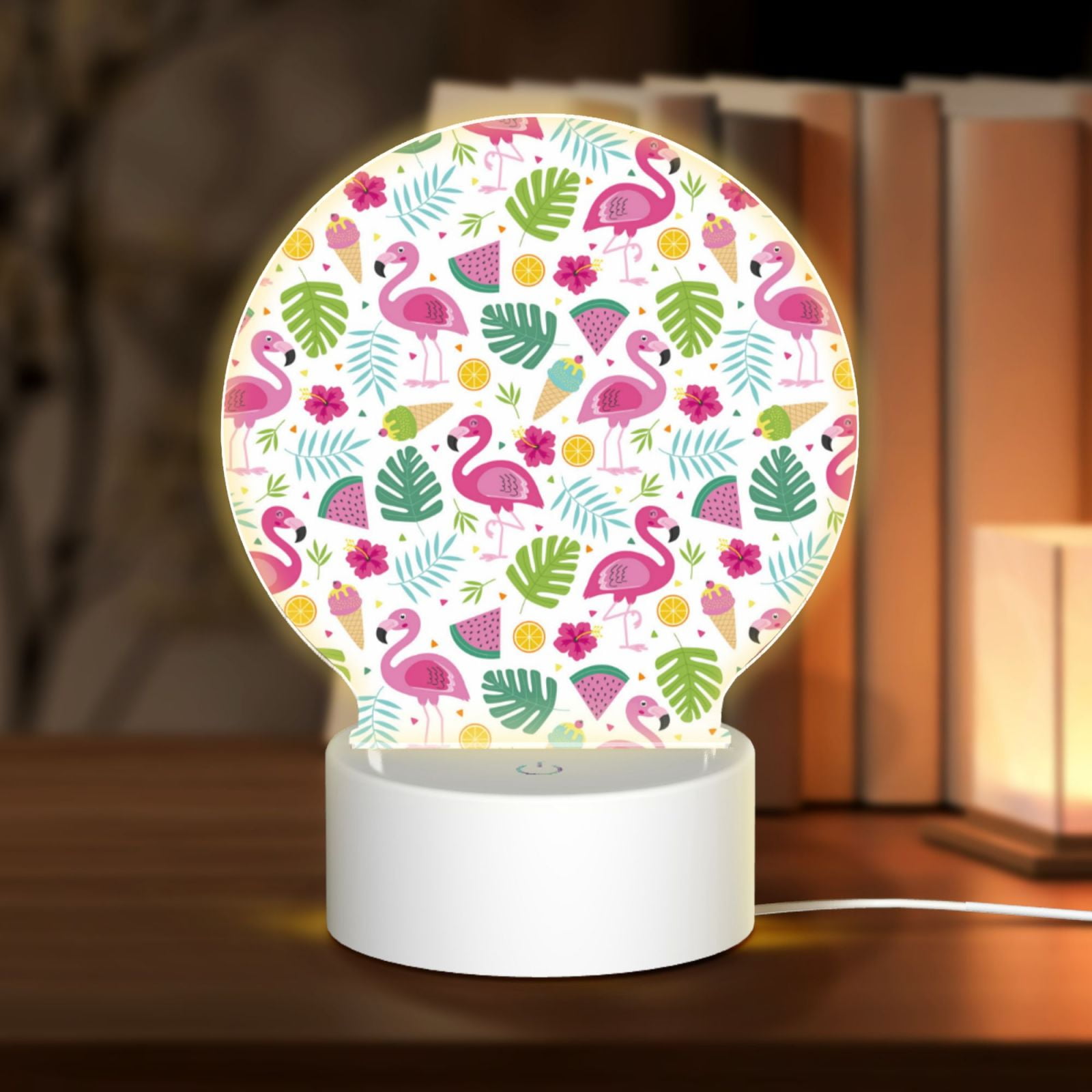 Salouo Cute Flamingo for Round Acrylic Night Light - Acrylic Sheets ...