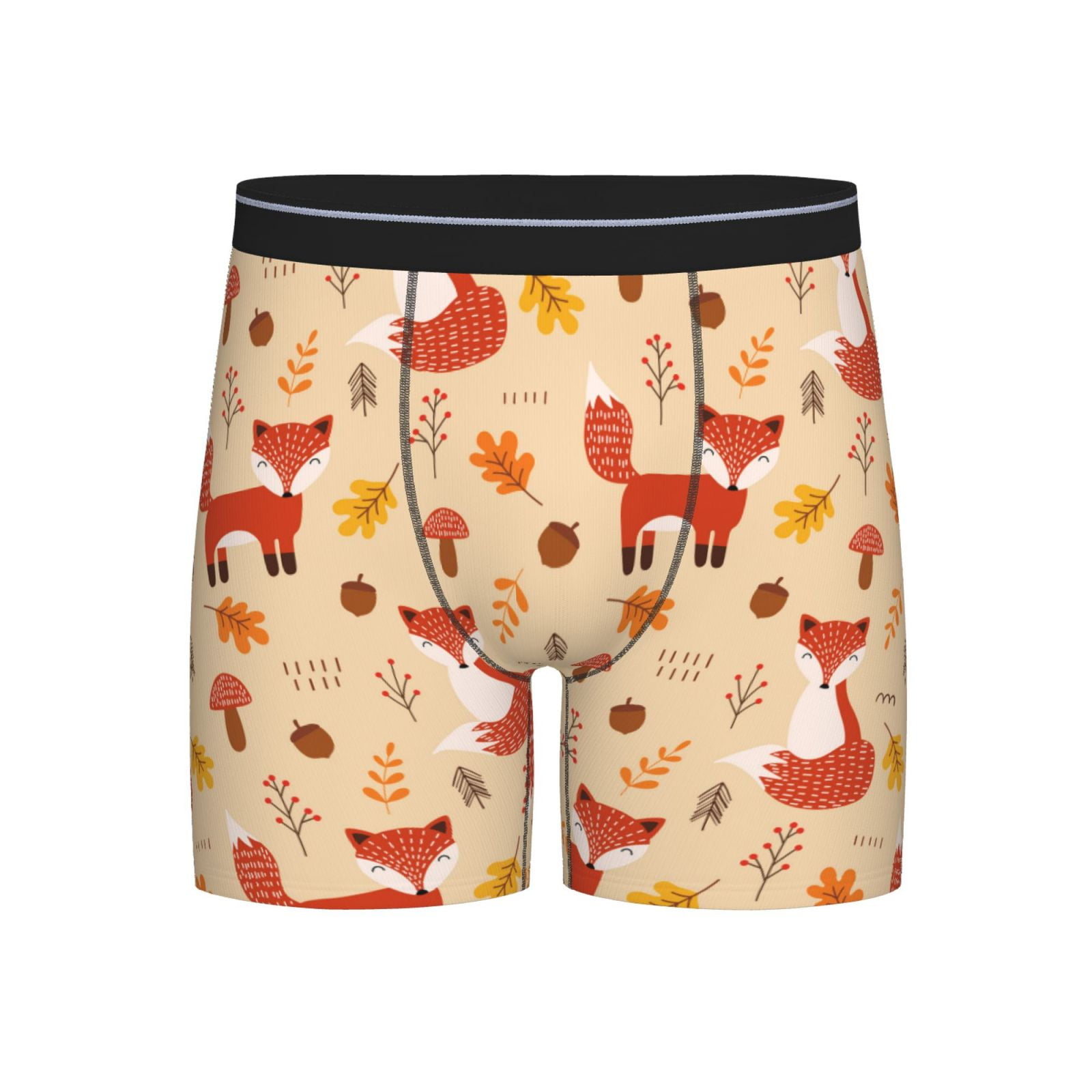 Salouo Cute Foxes Pattern Men's Boxer Briefs, Soft & Breathable ...