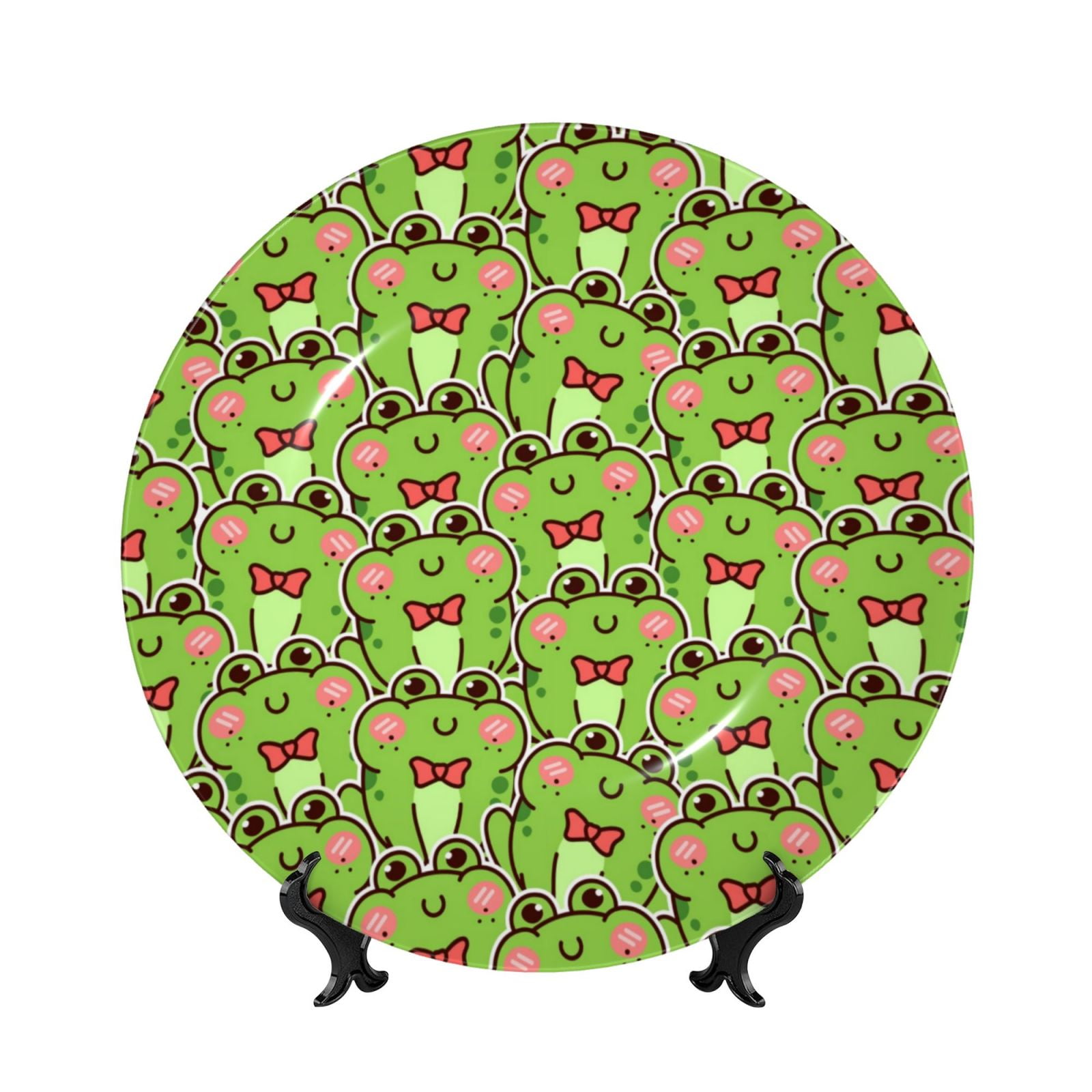 Salouo Cute Green Frog Pattern Bone China Decorative Plate,Holiday ...