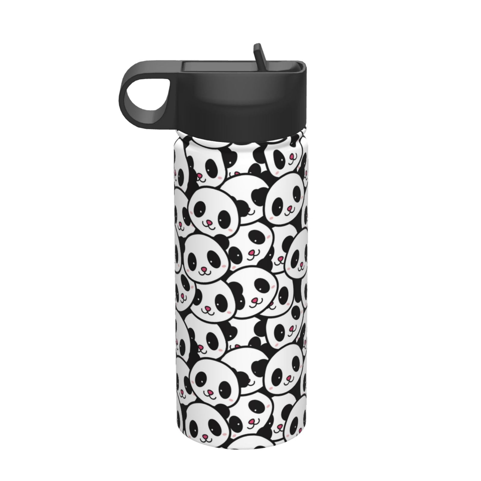 Salouo Cute Panda Face Pattern 18 oz Water Bottle With Straw,Stainless ...
