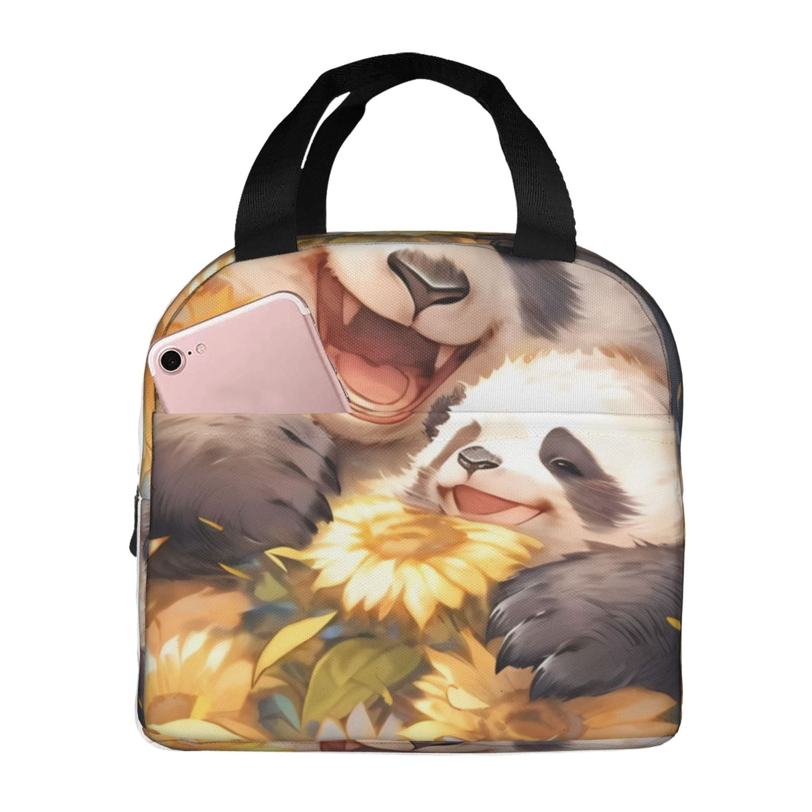 Salouo Cute Panda Sunflower for Unisex Lunch Bag Leakproof Lunch Tote ...