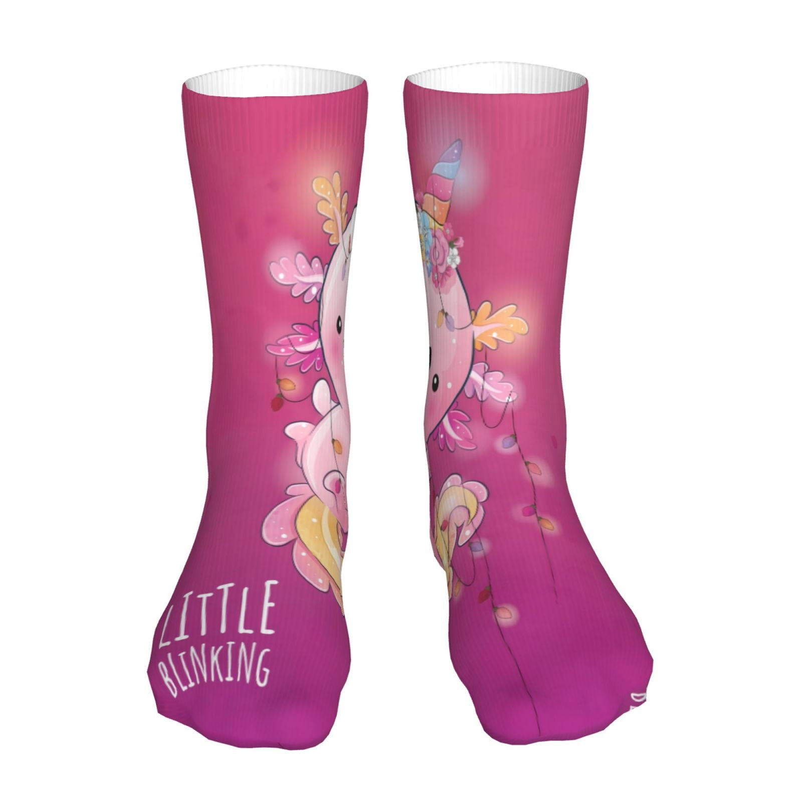 Salouo Cute Pink Axolotl A Pattern Fun Novelty Crew Socks,Casual ...