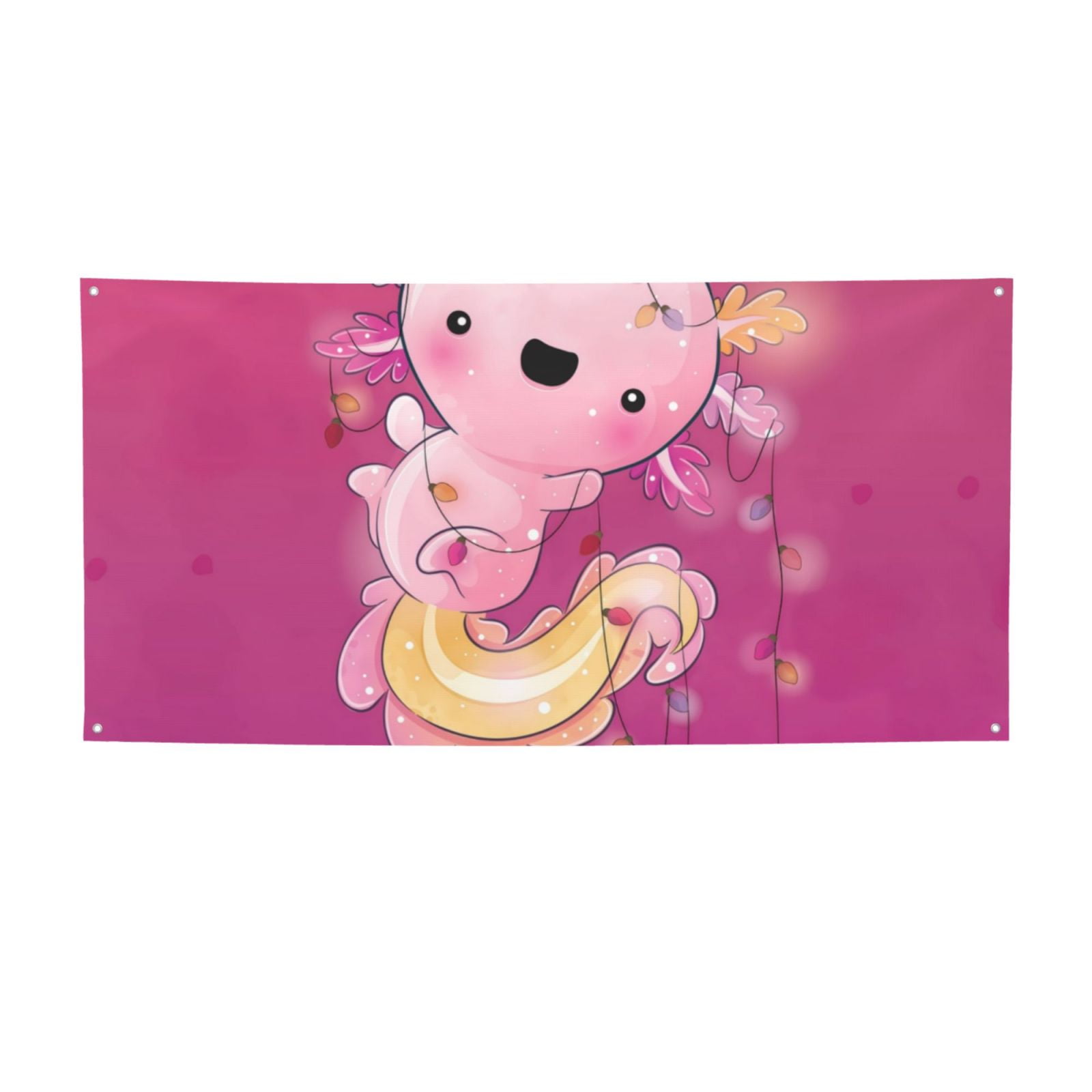 Salouo Cute Pink Axolotl A Pattern Holiday Banner Outside Party ...
