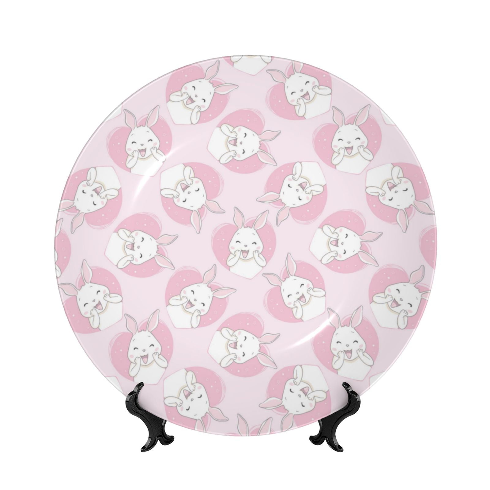 Salouo Cute Rabbit Pattern Bone China Decorative Plate,Holiday Decor ...