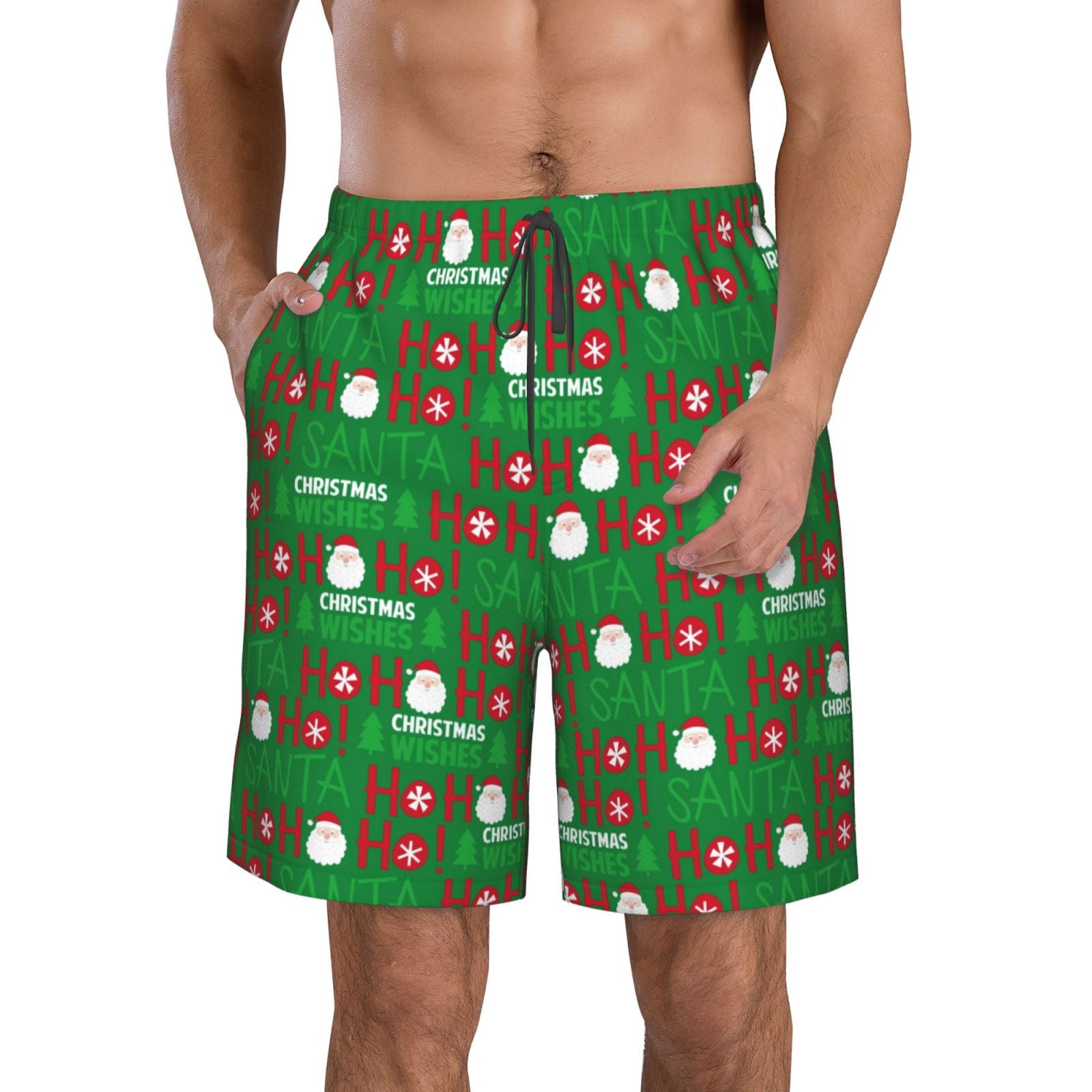 Salouo Cute Santa And Ho Ho Ho Pattern Swim Trunks for Men,Men's ...