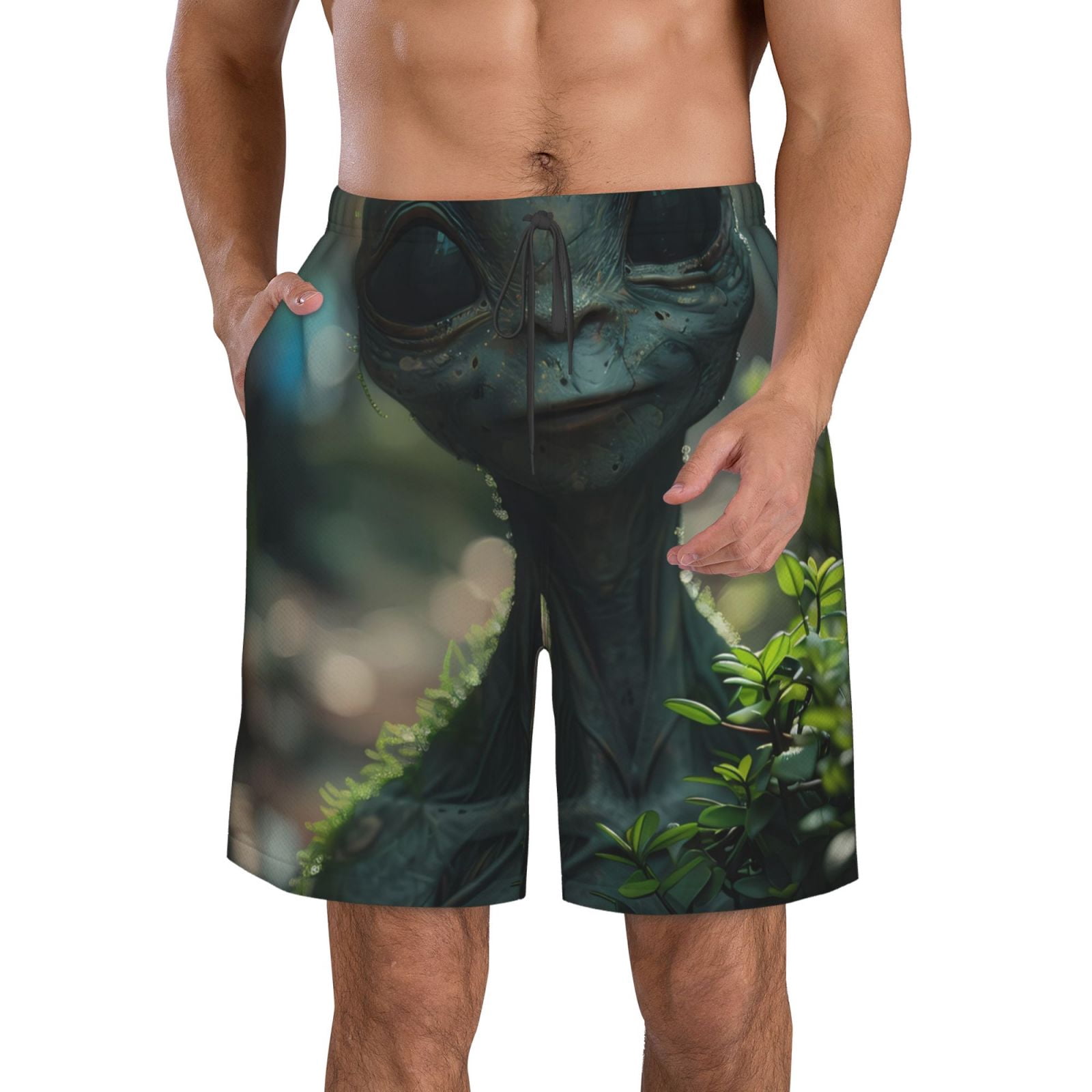 Salouo Cute Saucerman With Big Eyes Pattern Swim Trunks for Men,Men's ...