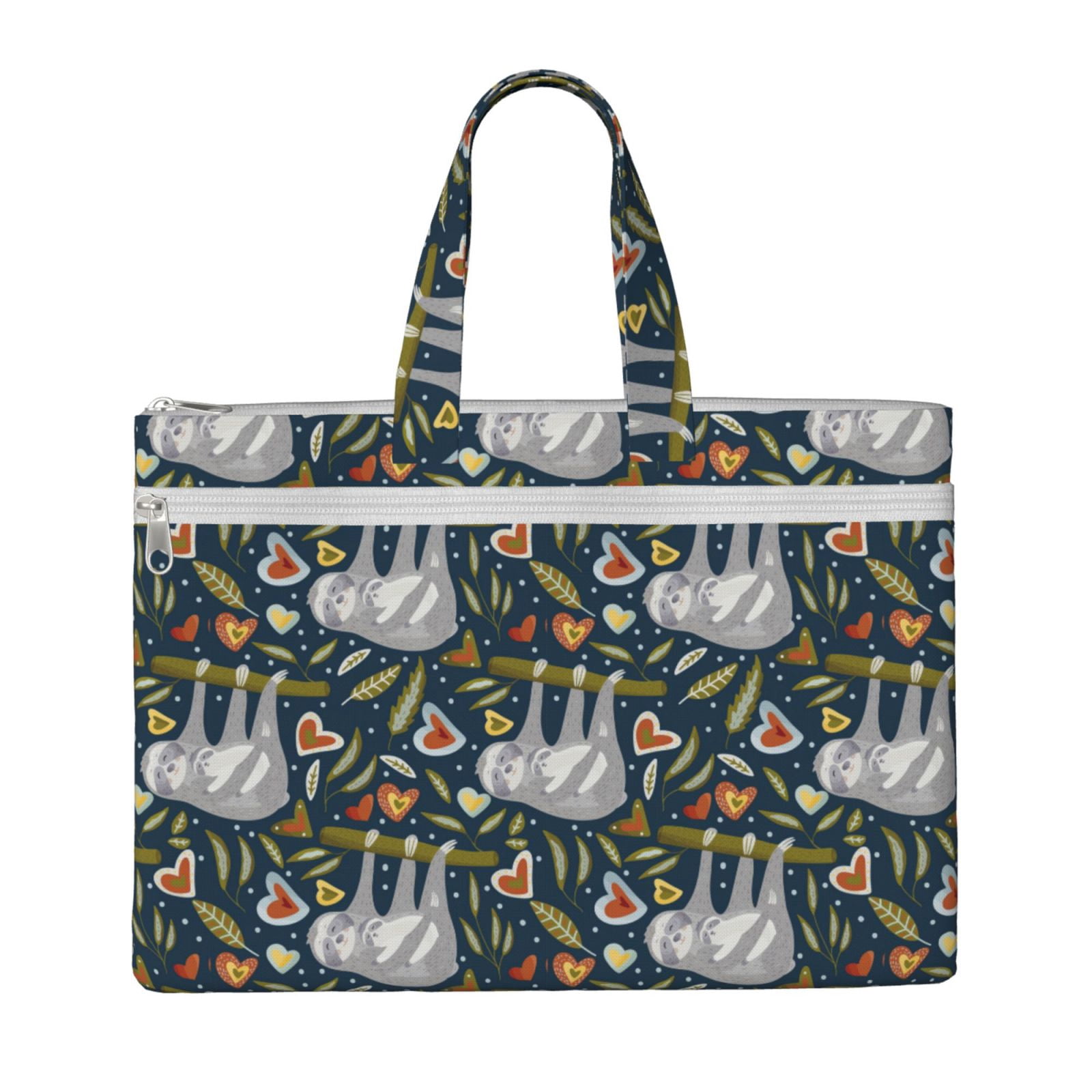 Salouo Cute Sloth for Canvas Tote File Bag, Tote Bag With Zipper ...