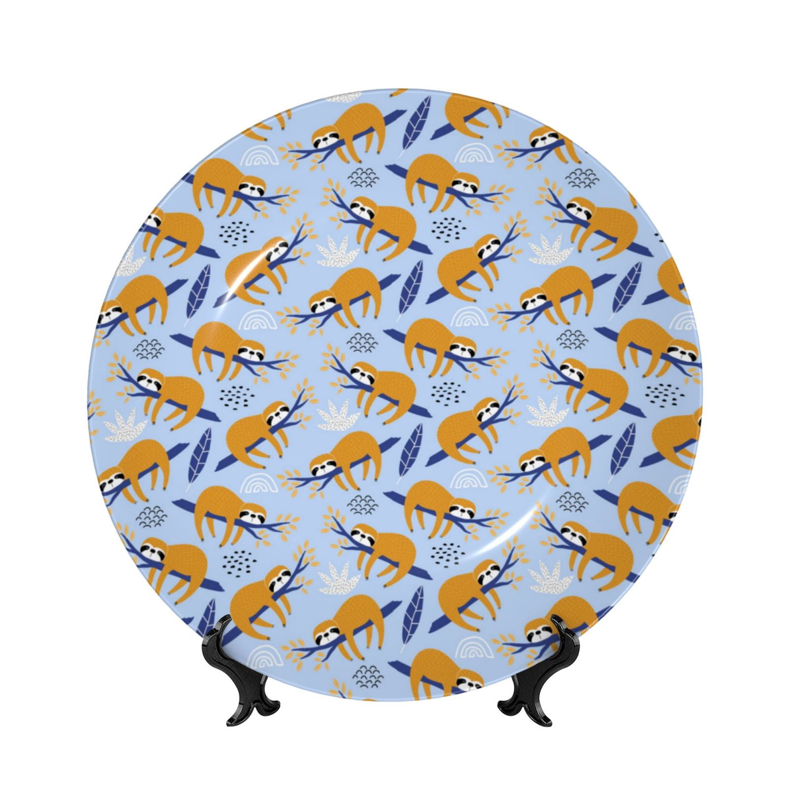 Salouo Cute Sloth Pattern Bone China Decorative Plate,Holiday Decor ...