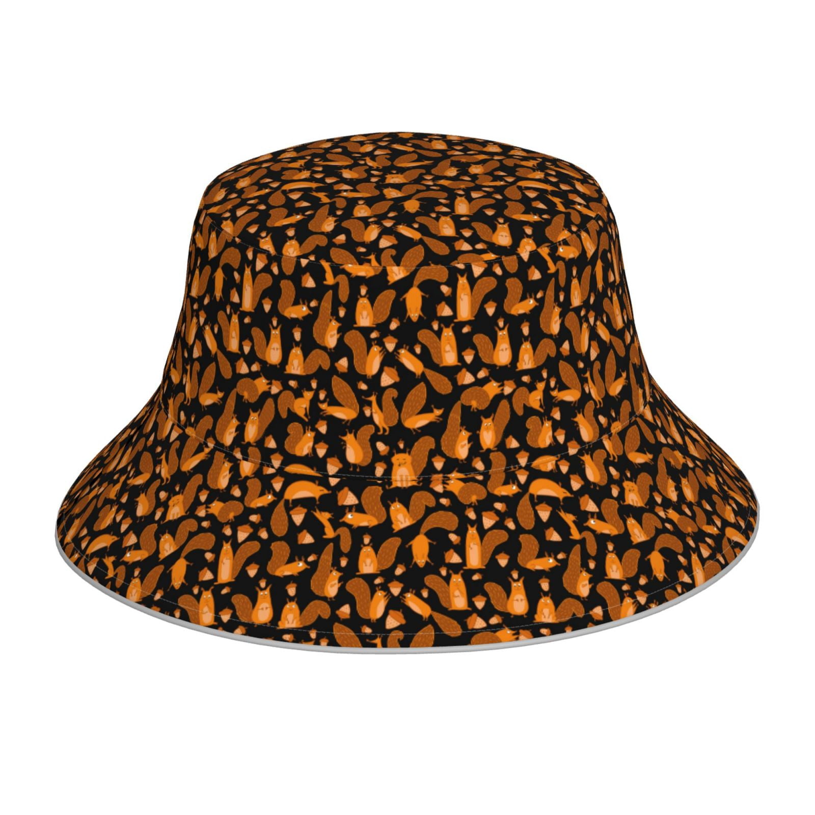 Salouo Cute Squirrel Print Unisex Bucket Hat, Outdoor Summer Beach ...