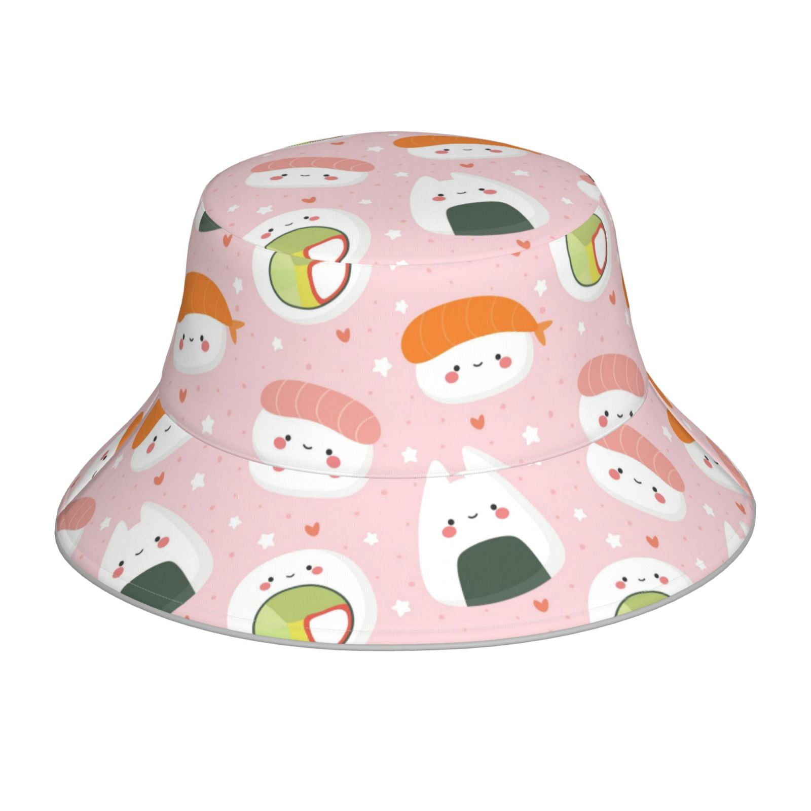 Salouo Cute Sushi Print Unisex Bucket Hat, Outdoor Summer Beach Fishing ...