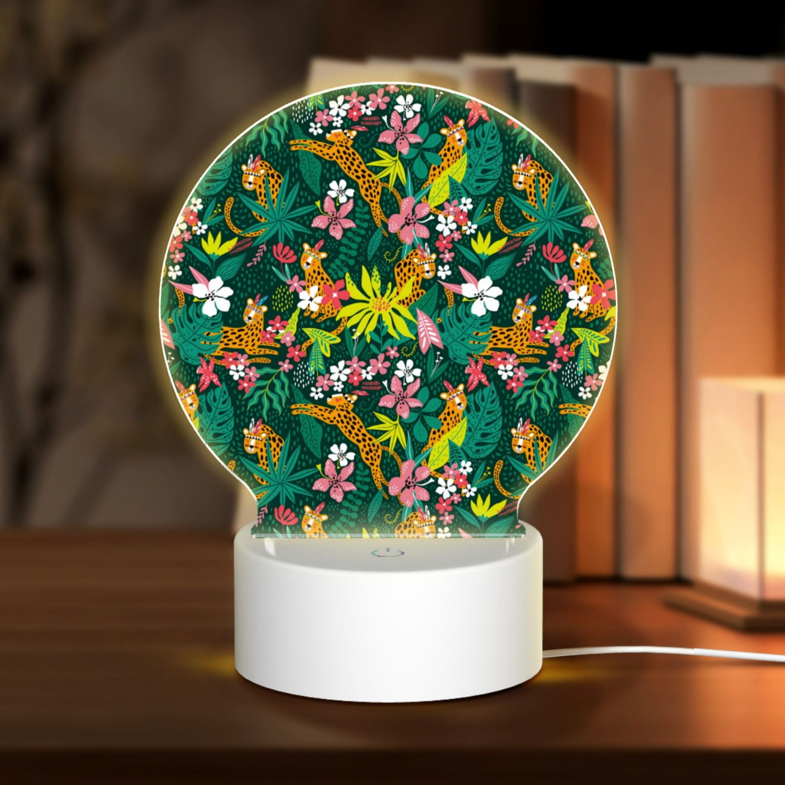 Salouo Cute Tribal Leopards for Round Acrylic Night Light - Acrylic ...