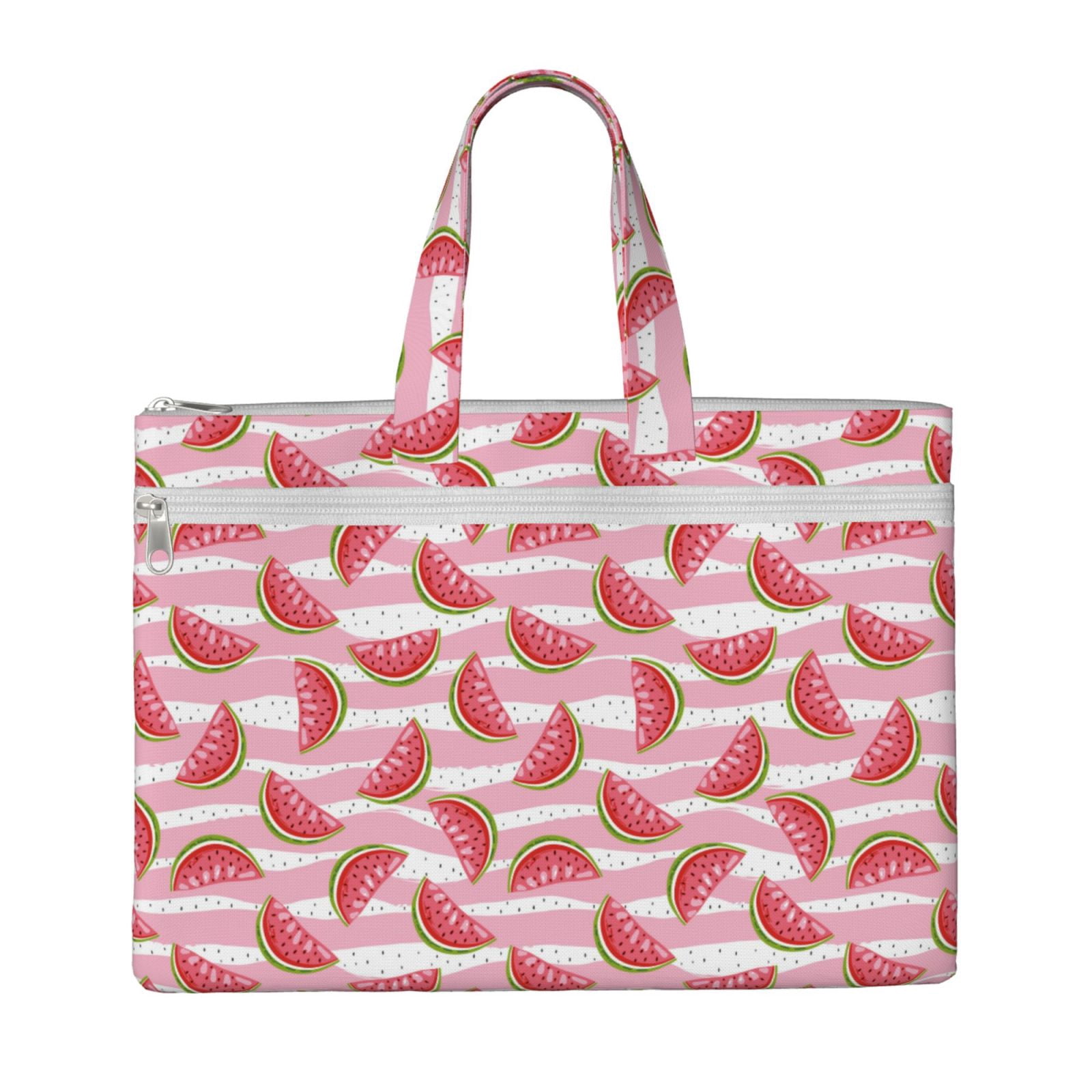 Salouo Cute Watermelon for Canvas Tote File Bag, Tote Bag With Zipper ...