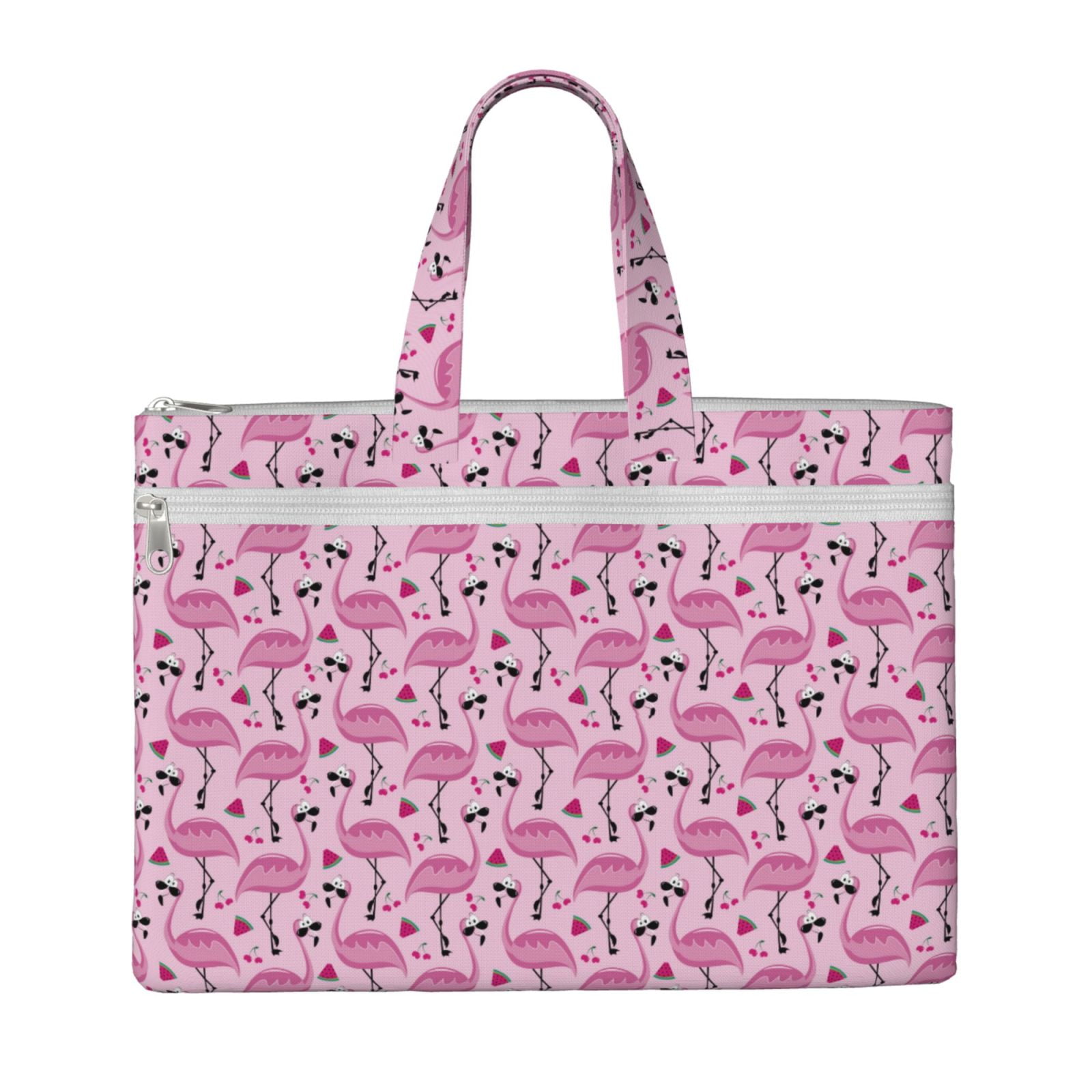 Salouo Cute Watermelon Flamingo for Canvas Tote File Bag, Tote Bag With ...