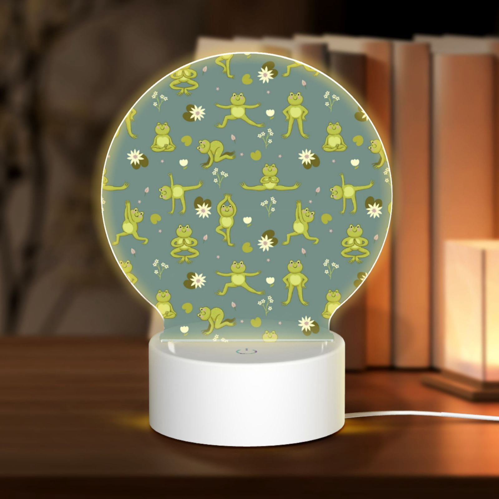 Salouo Cute Yoga Frogs for Round Acrylic Night Light - Acrylic Sheets ...