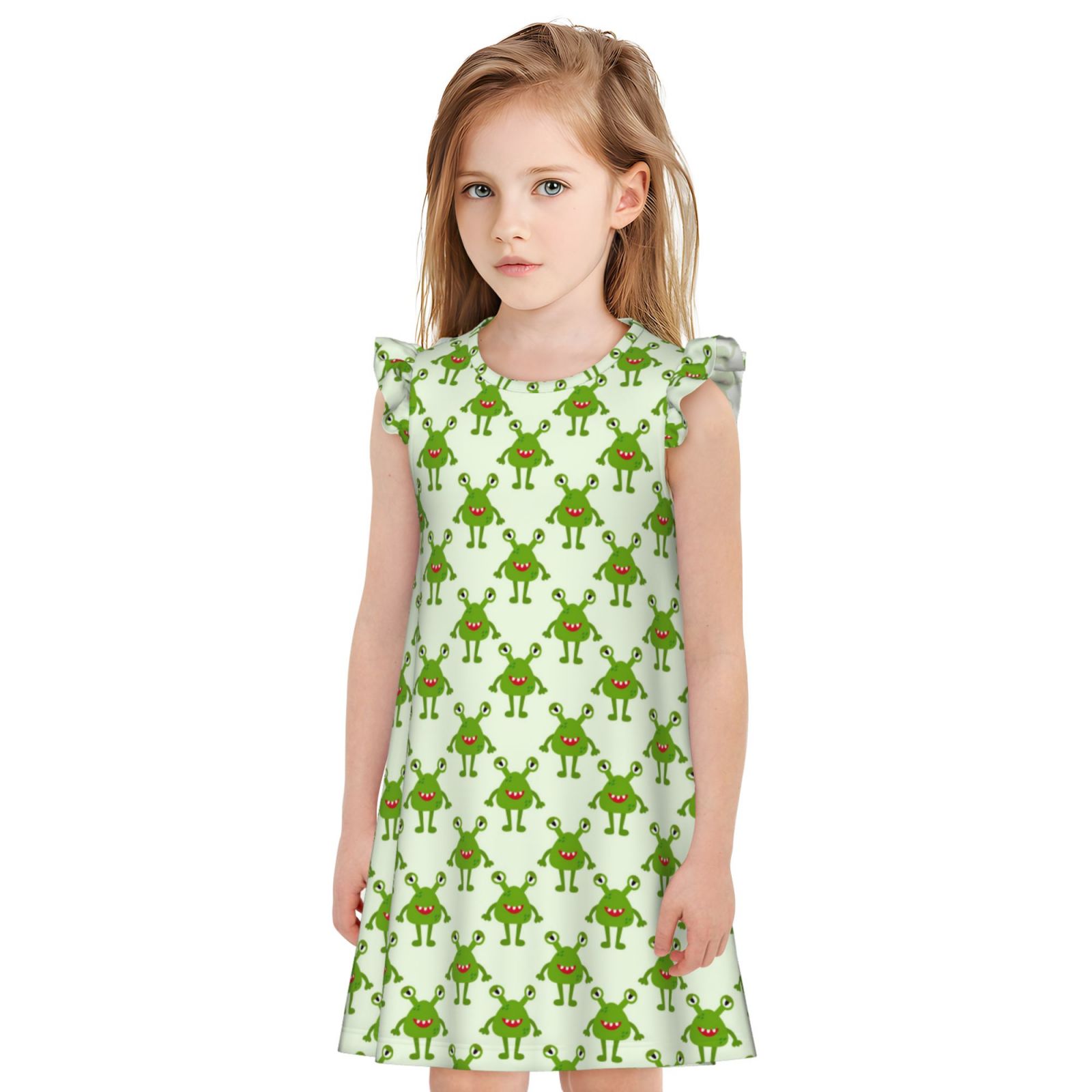 Salouo Cute green monster Print Nightgowns for Girls,Cute kid’s Pajamas ...