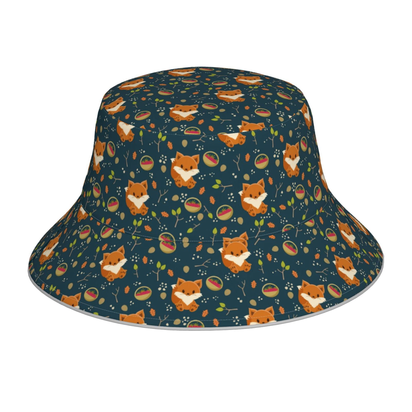 Salouo Cute plant fox Print Unisex Bucket Hat, Outdoor Summer Beach ...