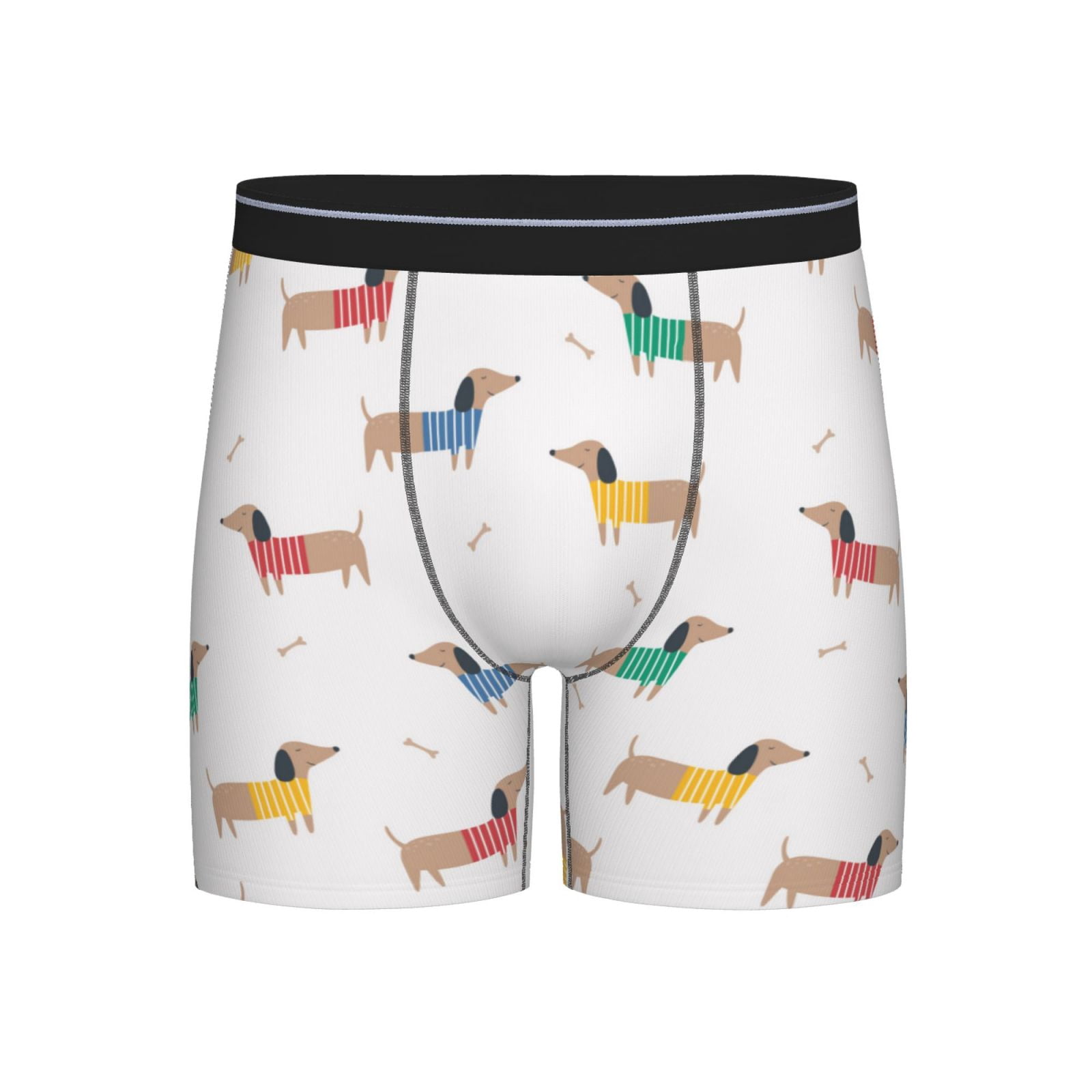 Salouo Dachshund Dog Puppy Pattern Men's Boxer Briefs, Soft ...