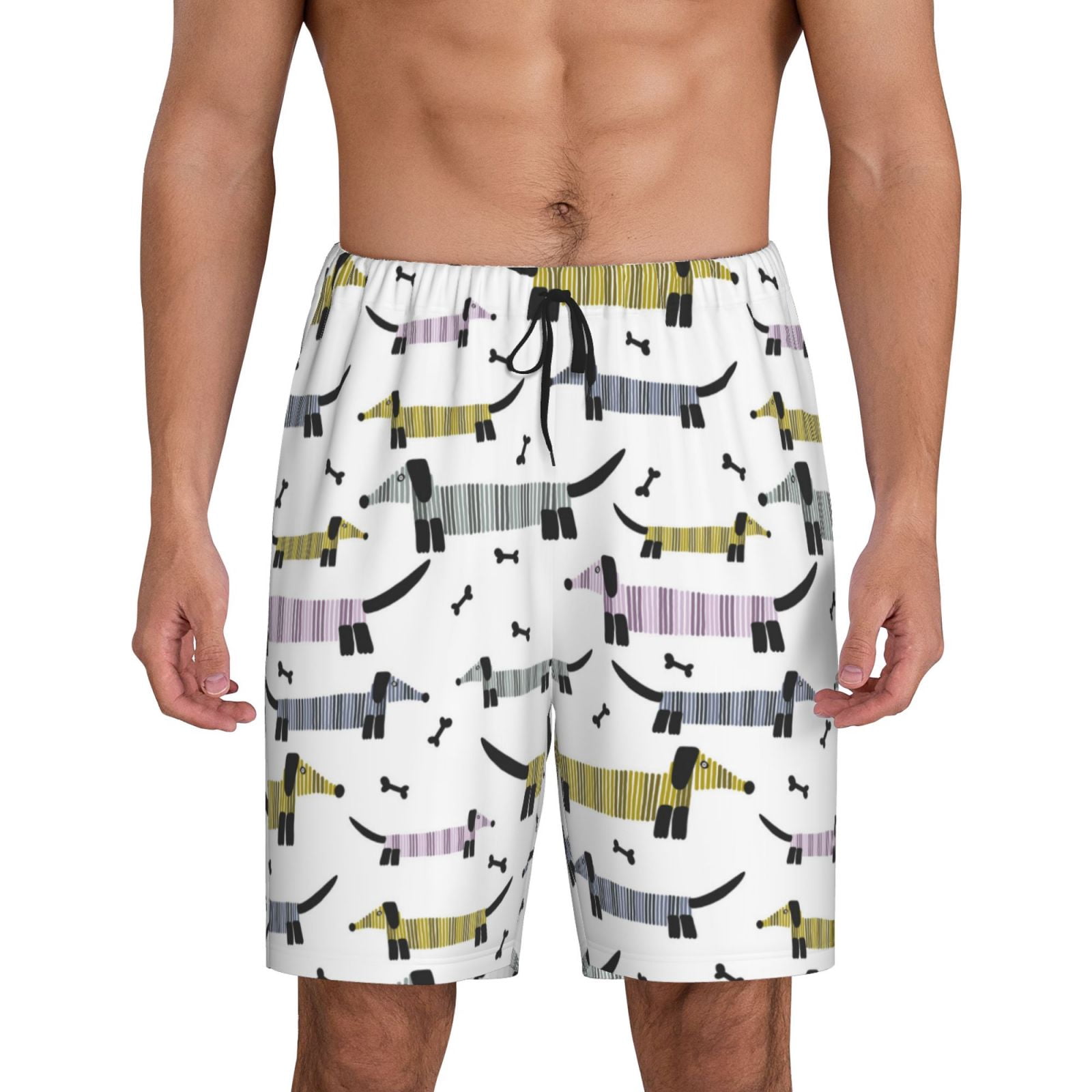 Salouo Dachshund Dog Puppy Pattern Men's Sleep Pajama Shorts,Pajama ...