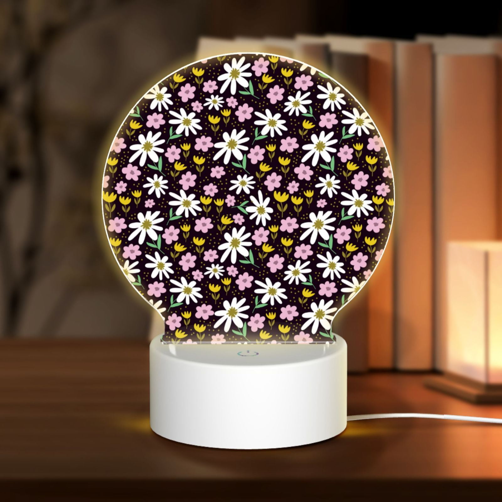 Salouo Daisies Flowers for Round Acrylic Night Light - Acrylic Sheets ...