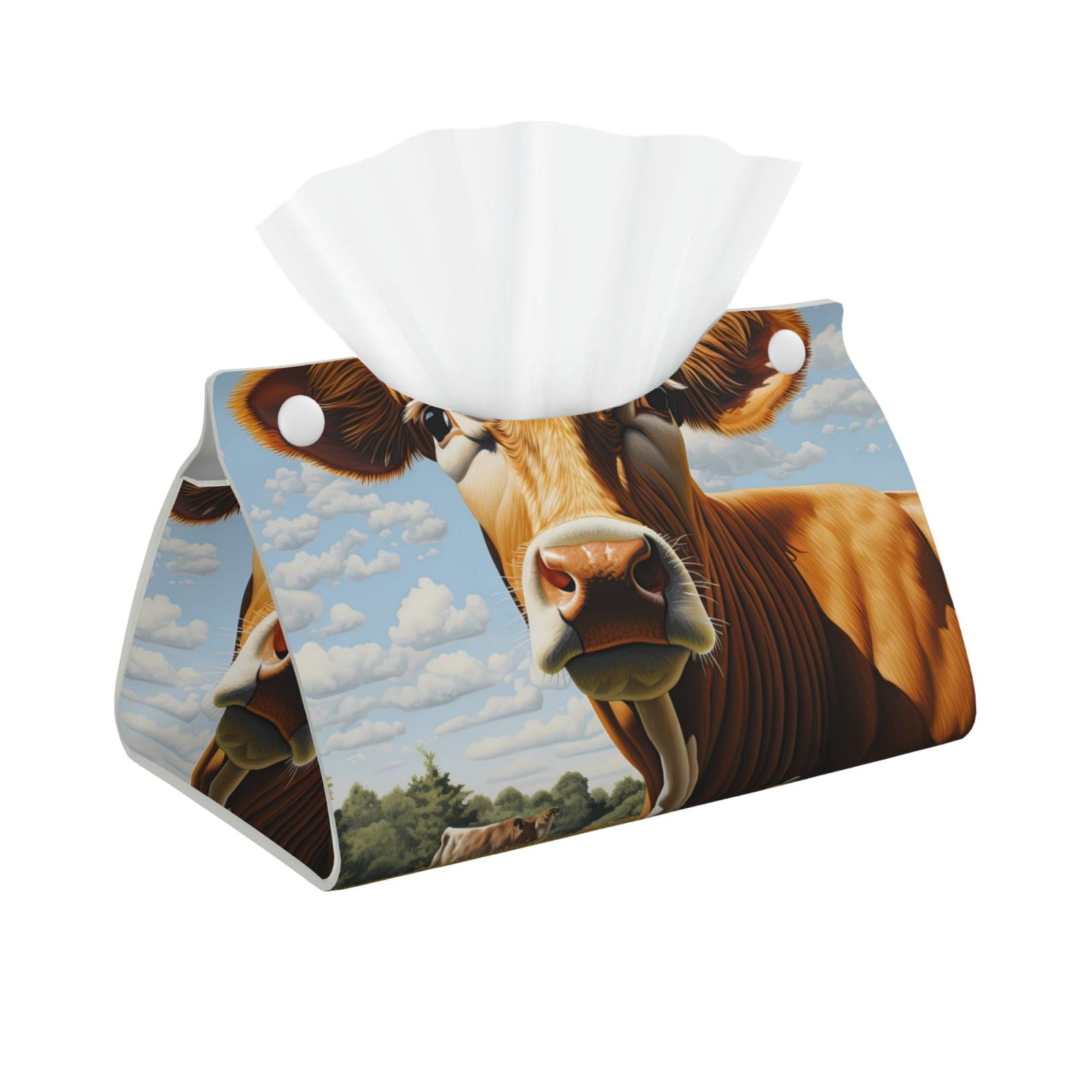 Salouo Daisy Flower Field Cow Pattern Long Tissue Box Cover Rectangular ...
