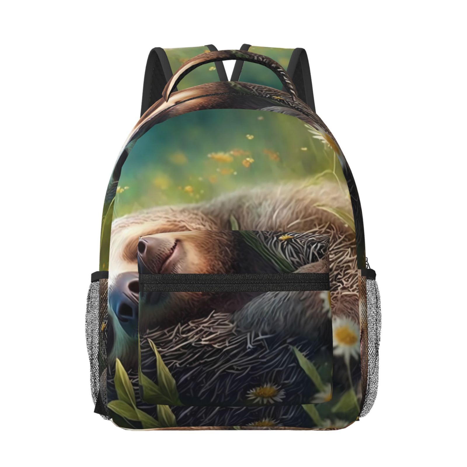 Salouo Daisy Sleeping Sloth Print Laptop Backpack 16.5'' Daypack Carry ...