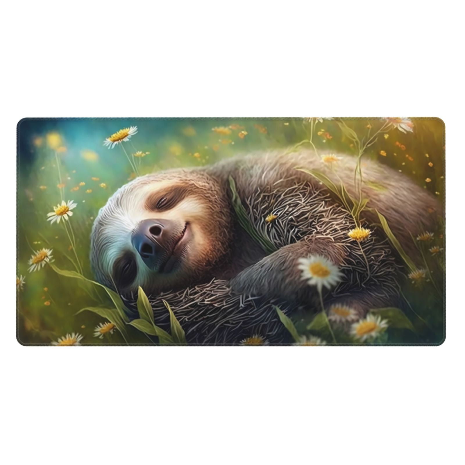 Salouo Daisy Sleeping Sloth Print Large Mouse Pad,Extended Mat Desk Pad ...