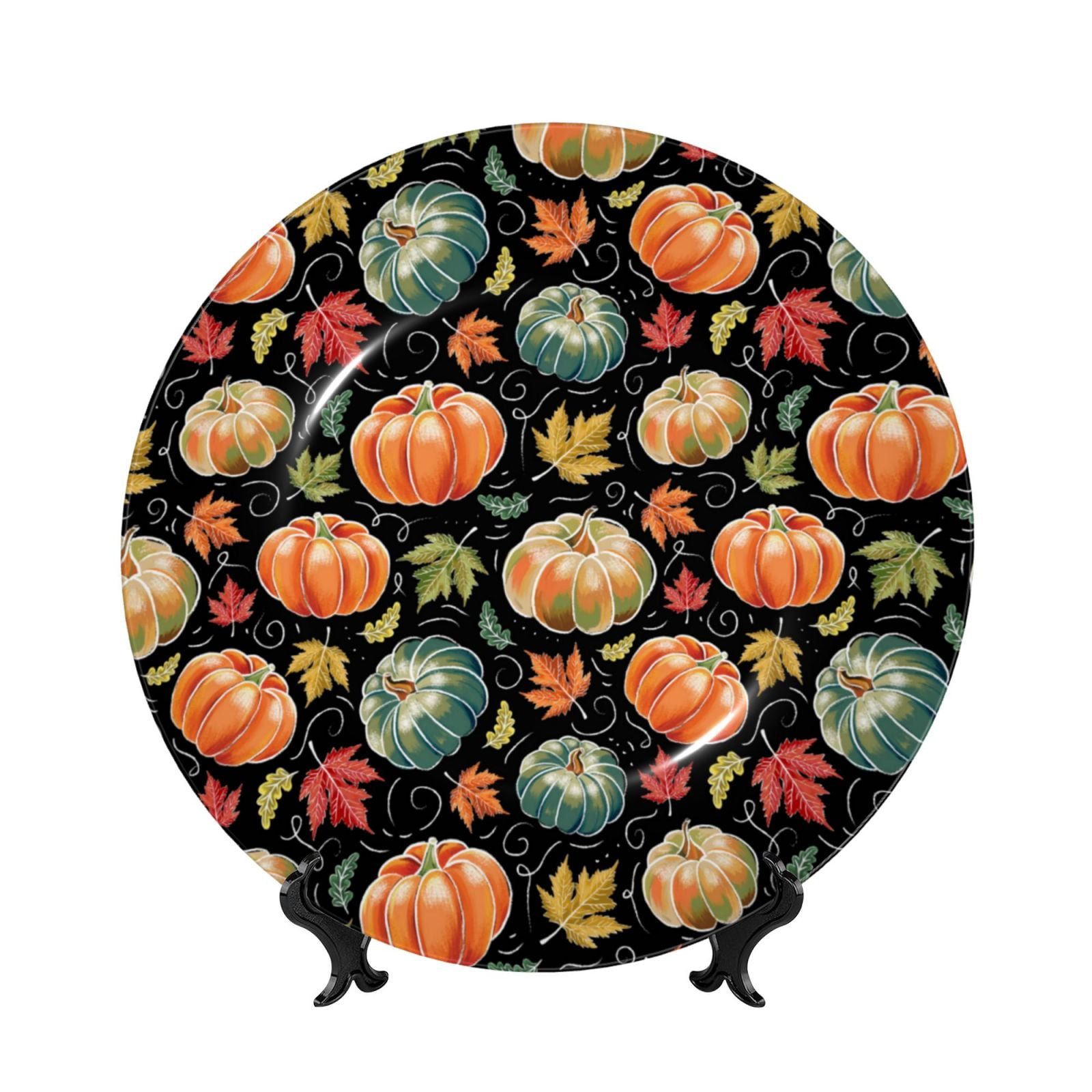 Salouo Daisy maple leaf Pattern Bone China Decorative Plate,Holiday Decor Decorative Ceramic ...