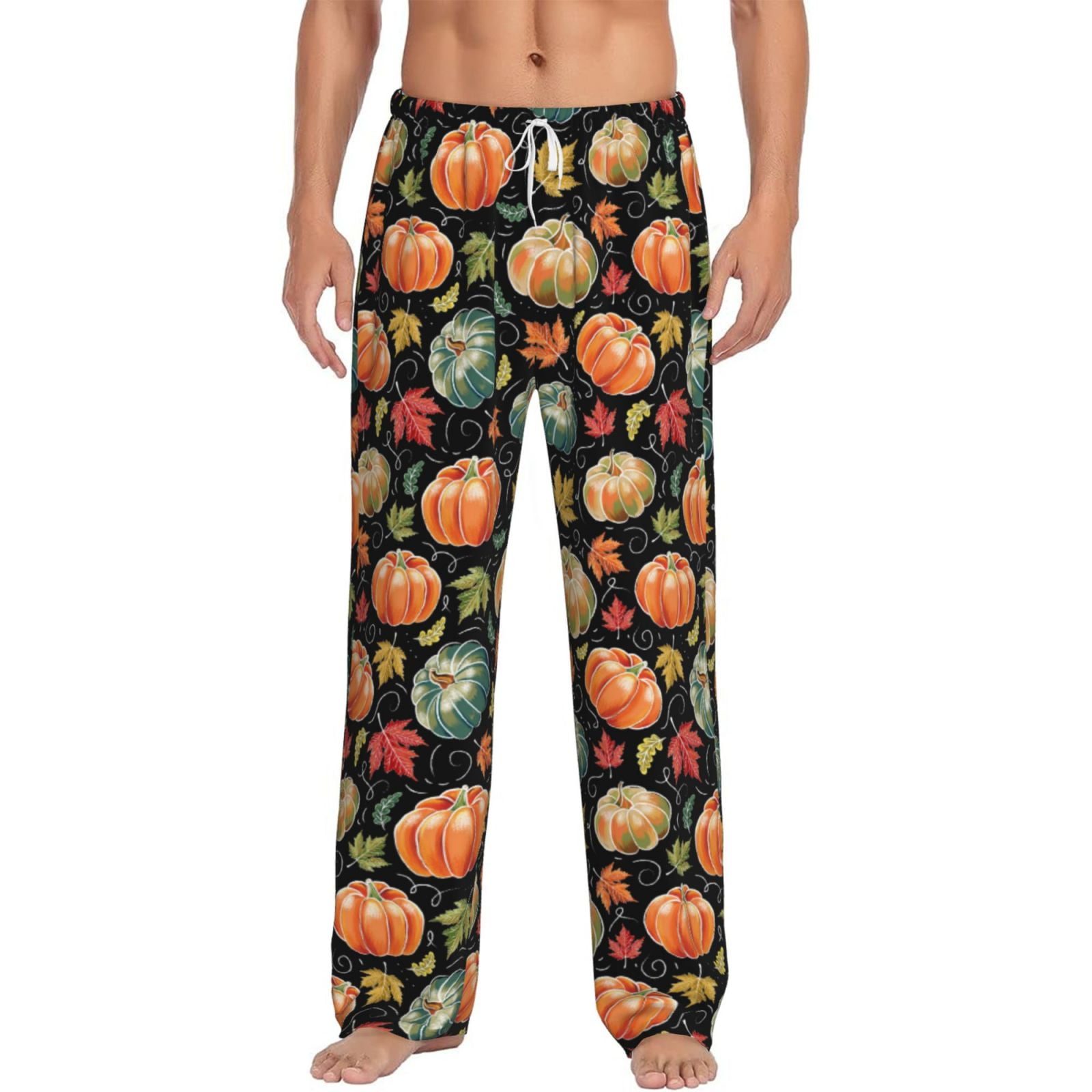 Salouo Daisy maple leaf Print Pajama Pants for Men, Lounge Pants Elastic Waistband Casual Men's ...